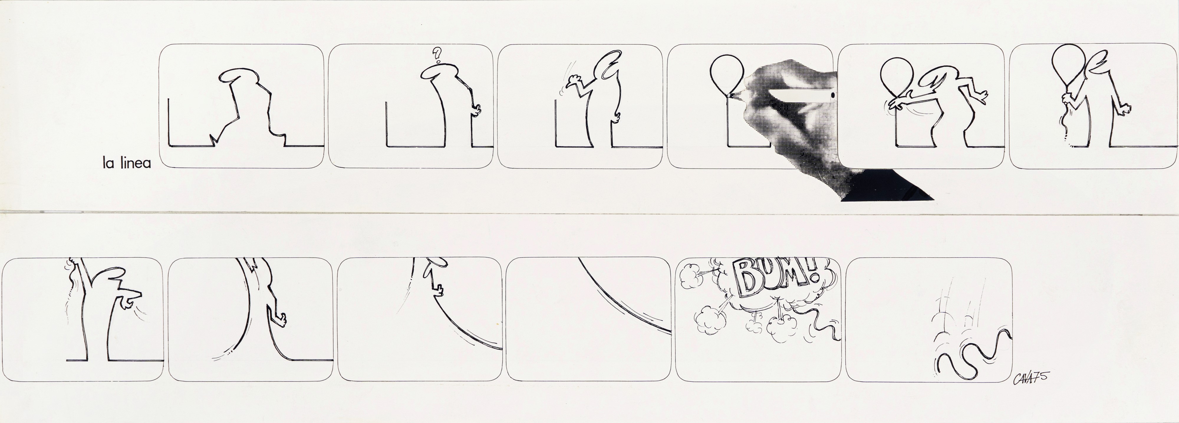 Osvaldo Cavandoli - La Linea - Il palloncino 1975 | Fumetti: Tavole e ...