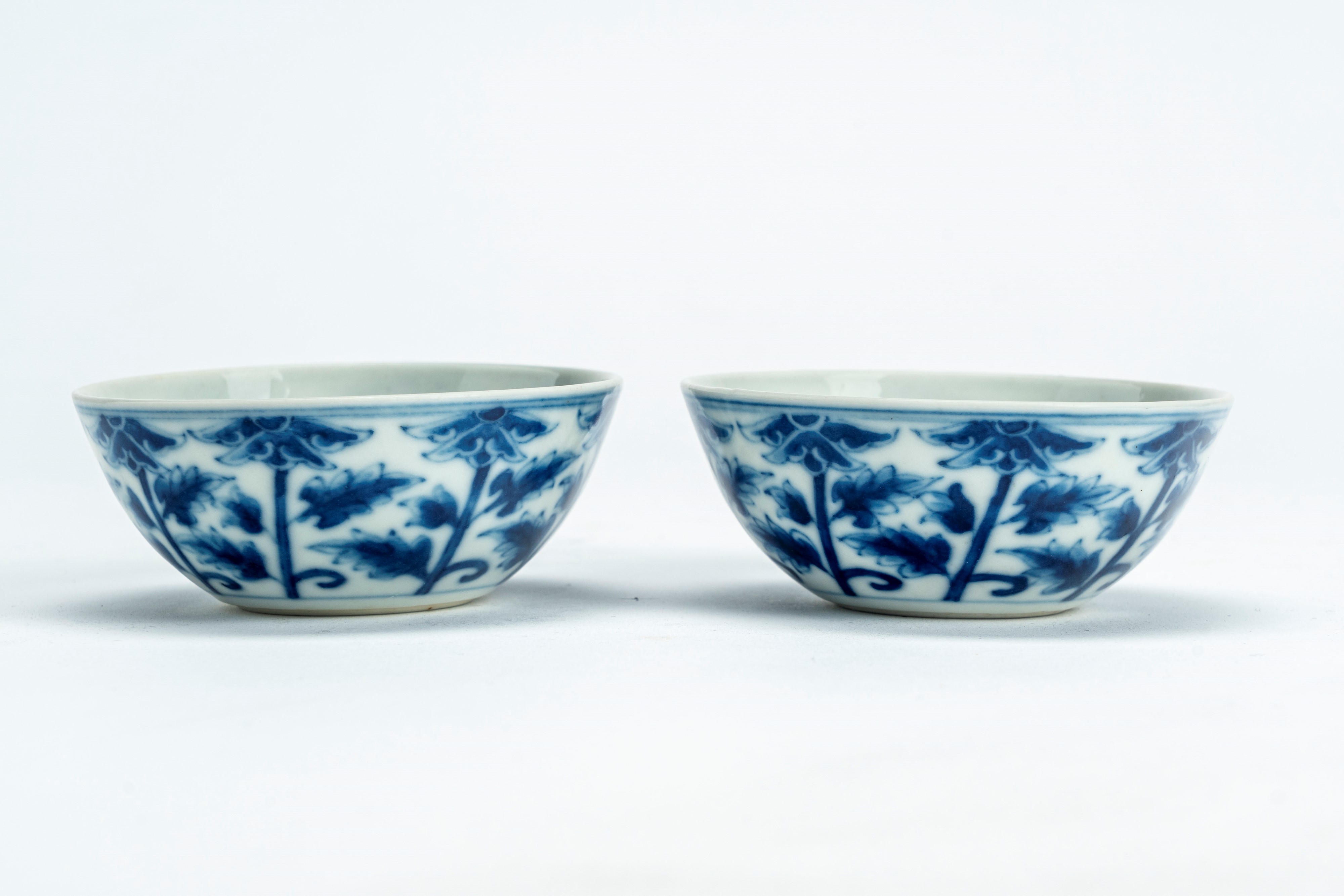 Pair of blue and white porcelain cups with WanShou mark, China, early ...