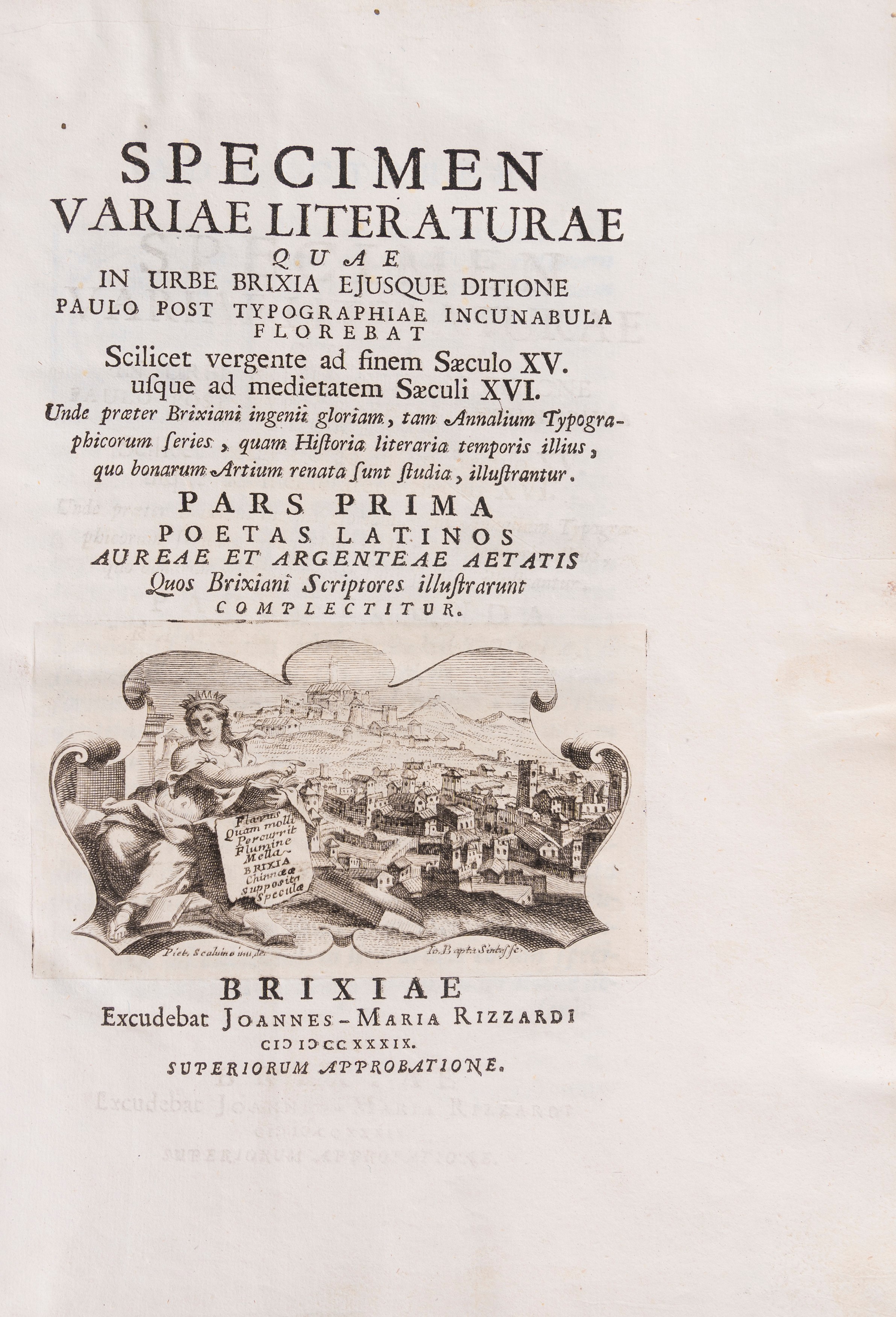 Quirini, Angelo Maria - Specimen variae literaturae quae in urbe Brixia ...