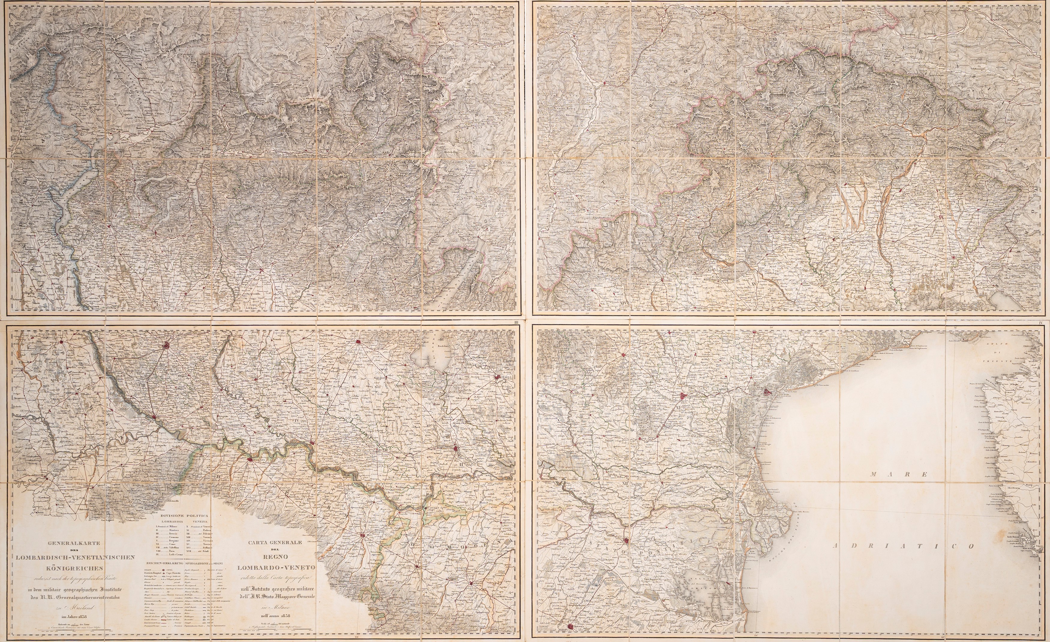 General Map of the Lombard-Venetian Kingdom 1858 | Books, Autographs ...