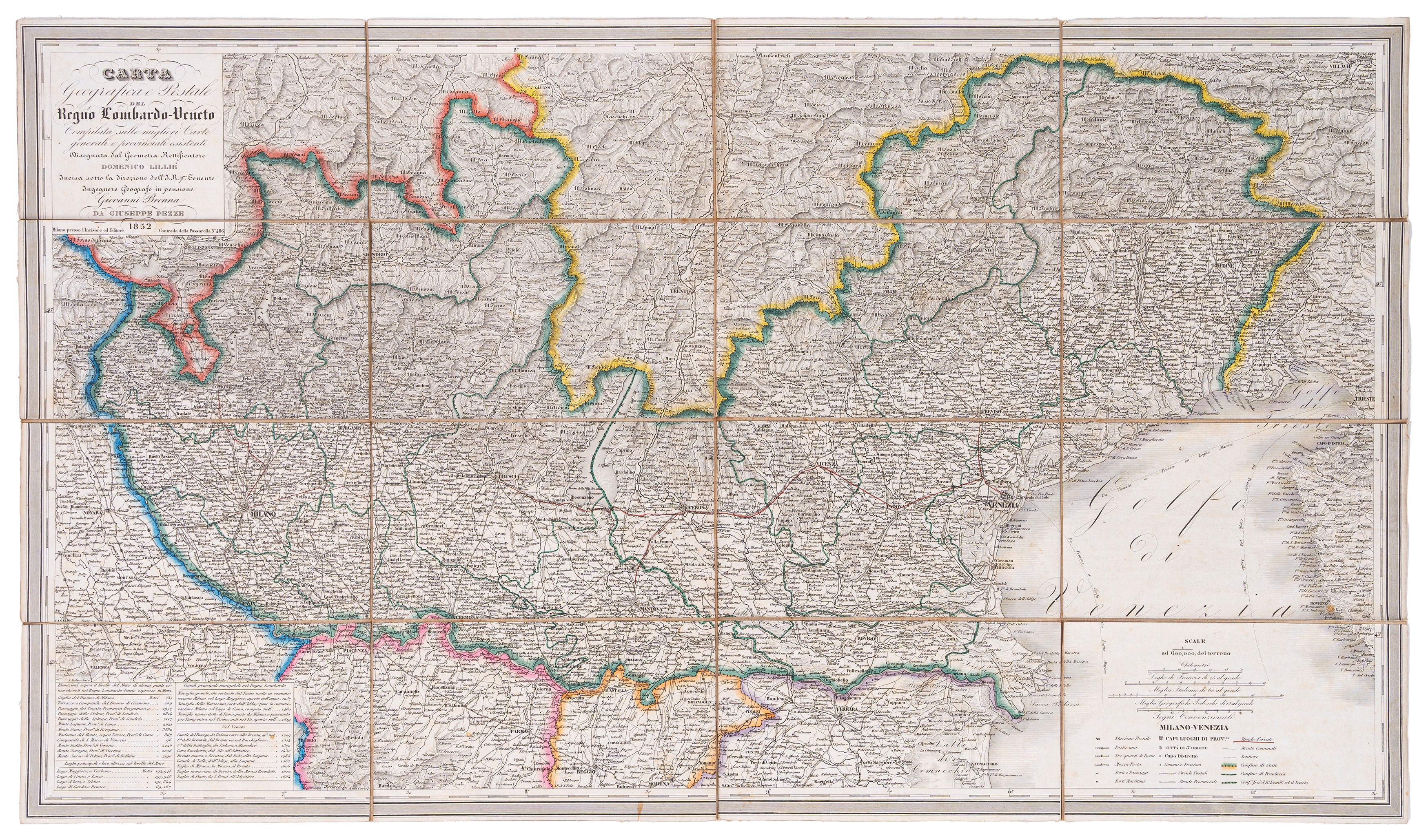Lilliè, Domenico - Geographical and postal map of the Lombardy-Veneto ...