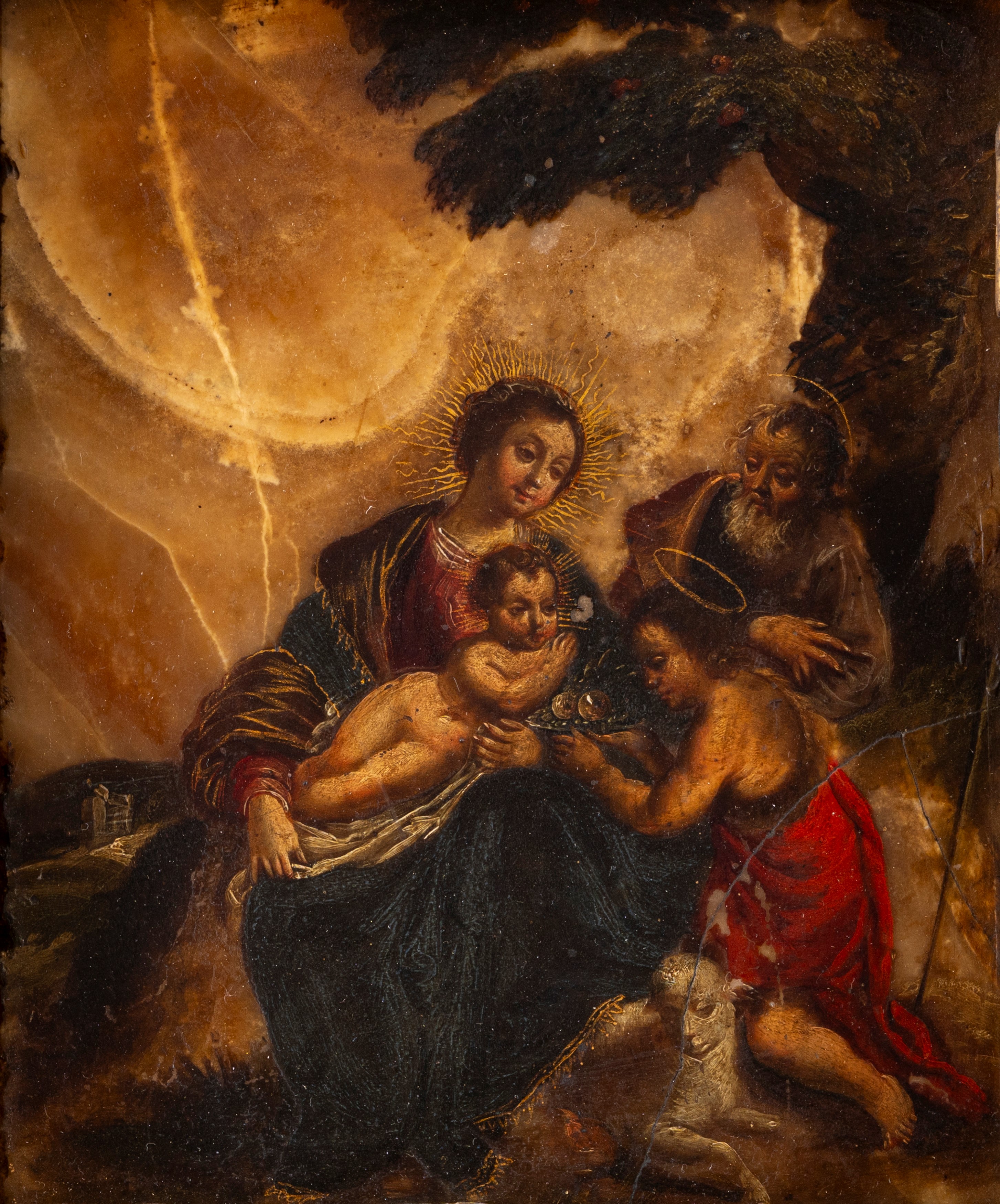Scuola veneta, secolo XVII - Holy Family with St. John the Baptist ...