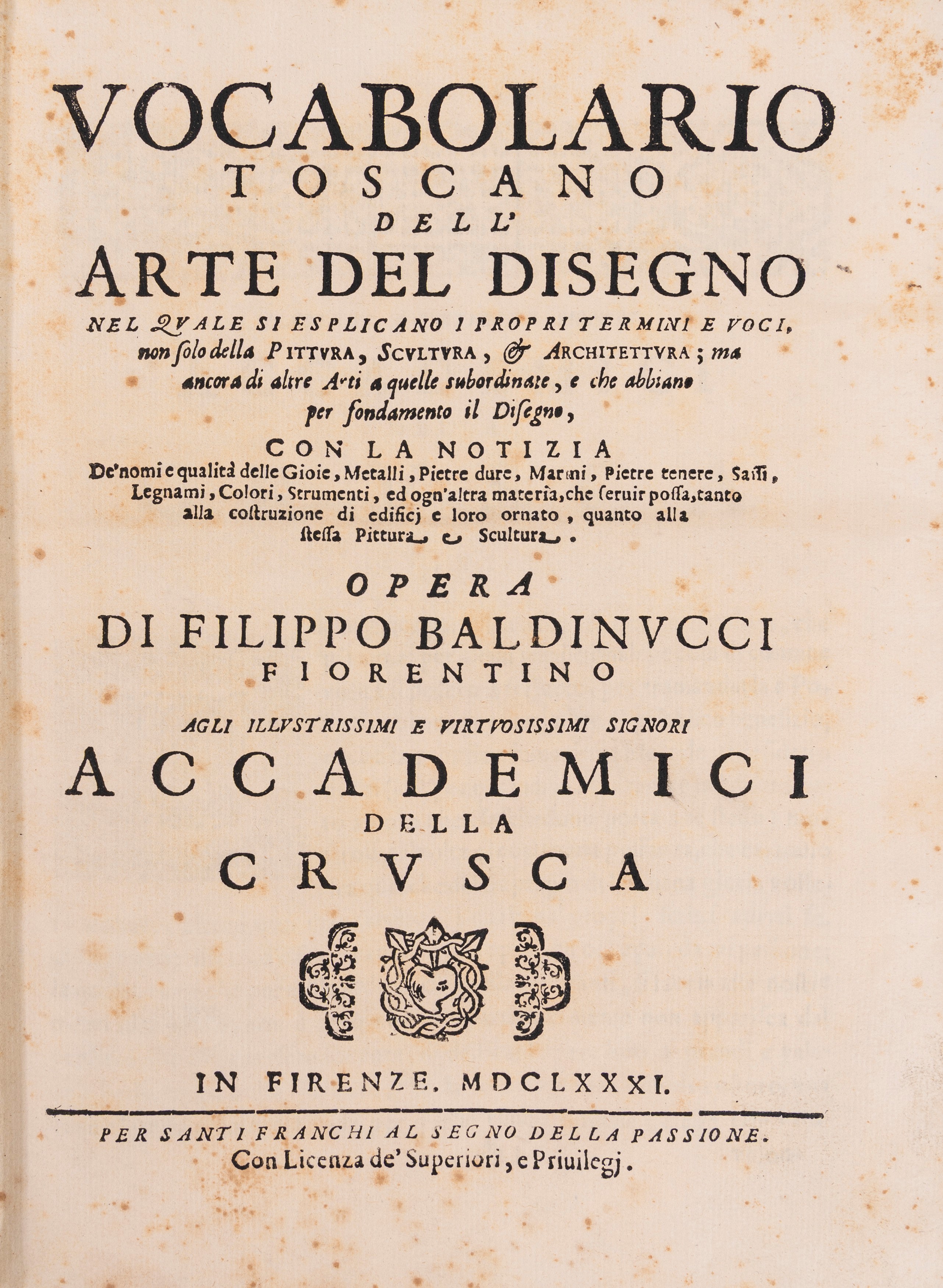 Baldinucci, Filippo - Tuscan Vocabulary of the Art of Drawing 1681 ...