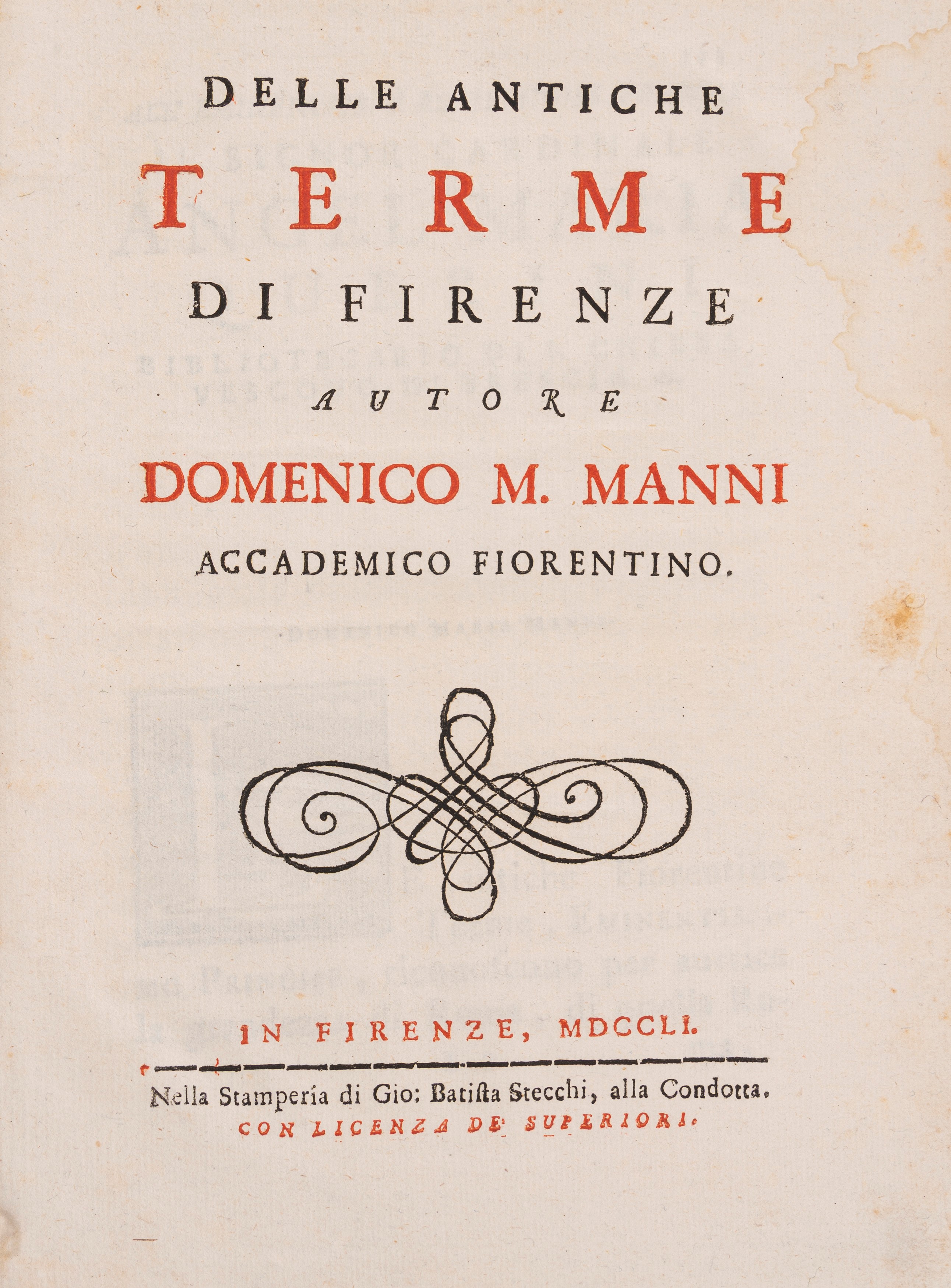 Manni, Domenico Maria - Of the ancient baths of Florence 1751 ...