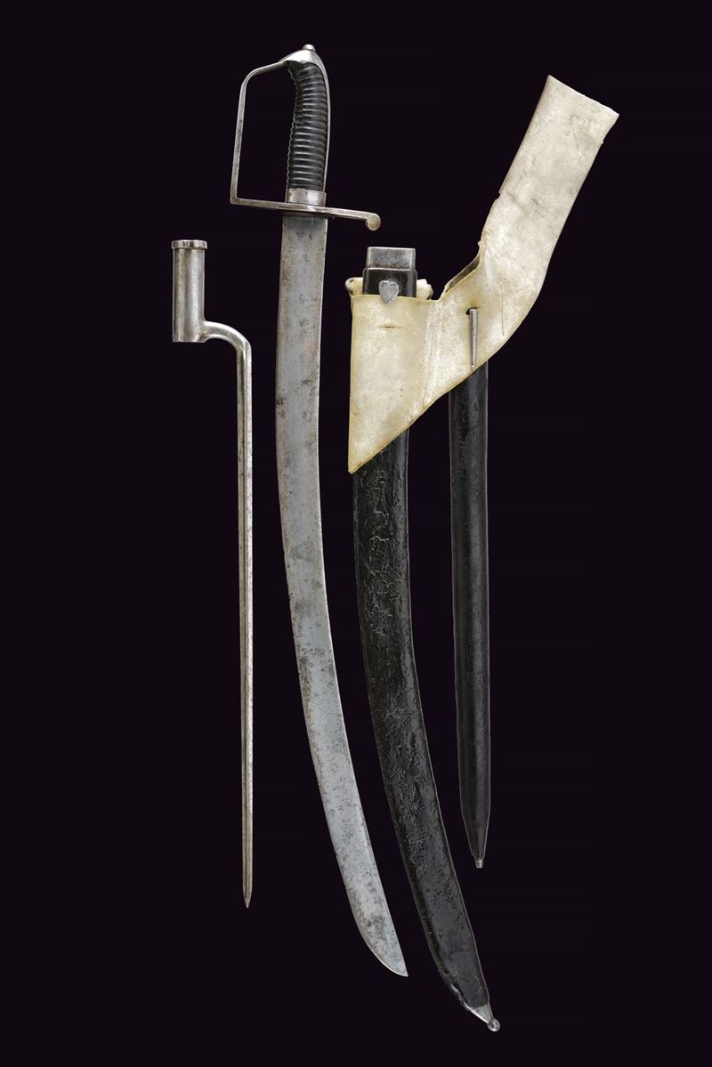 An infantry sabre mod. 1809 and a model socket bayonet for the 1799 gun ...