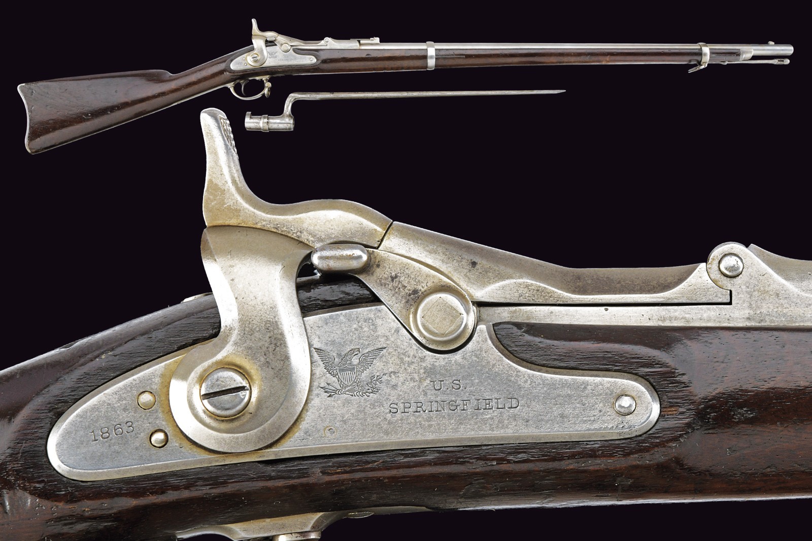 Fucile a retrocarica Springfield Trapdoor con baionetta 1870 circa ...