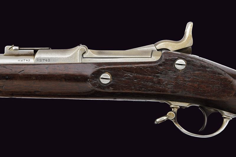 A breechloading Springfield Trapdoor rifle with bayonet about 1870 ...