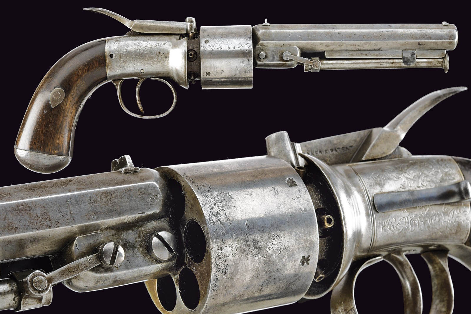 Rare And Interesting Transitional Percussion Revolver By Baker About 2322
