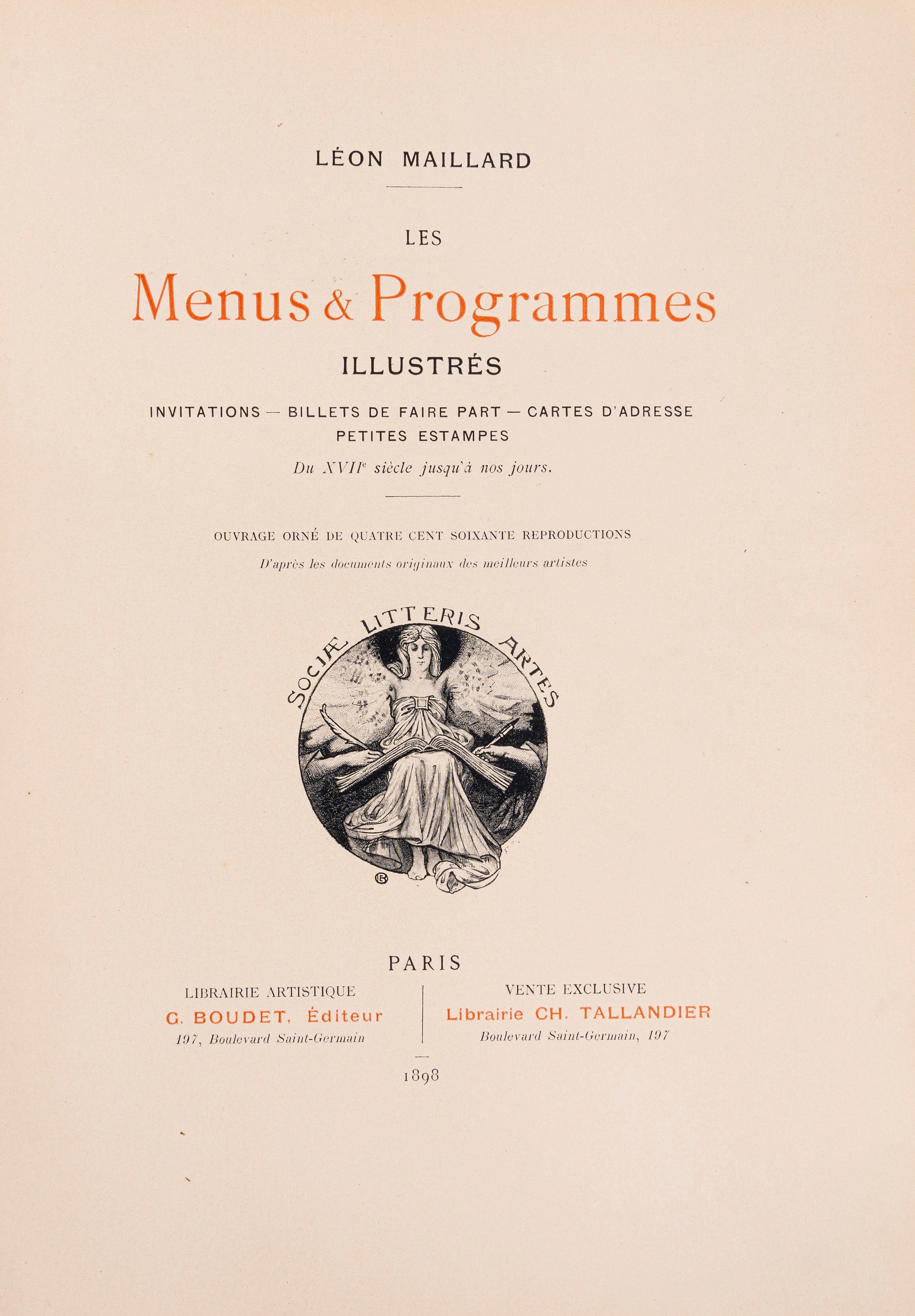 Maillard, Leon - Illustrated menus & programmes 1898 | Christmas ...