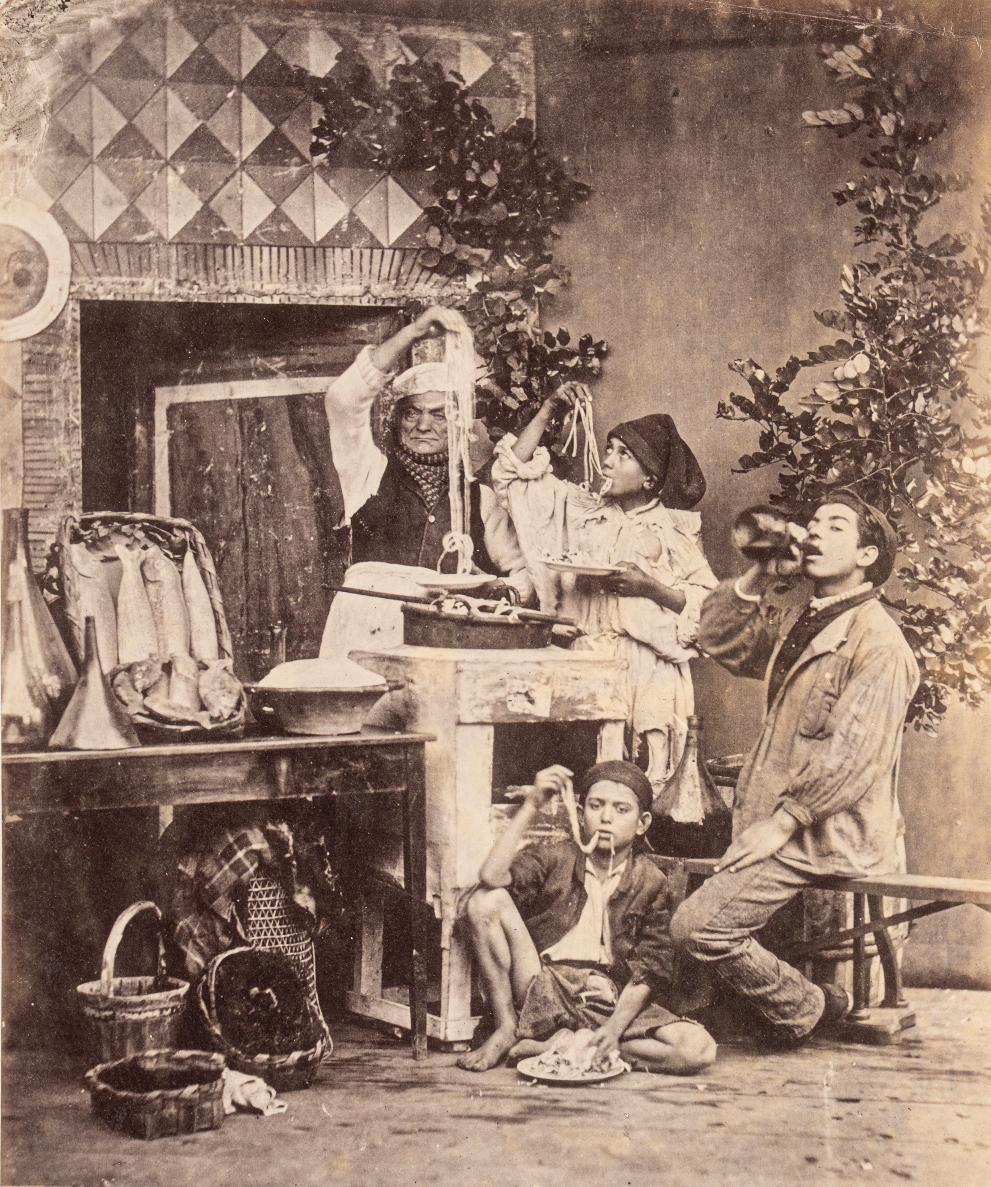 Giorgio Sommer (attr.) - Naples: Marchands Maccaroni en Marché anni ...