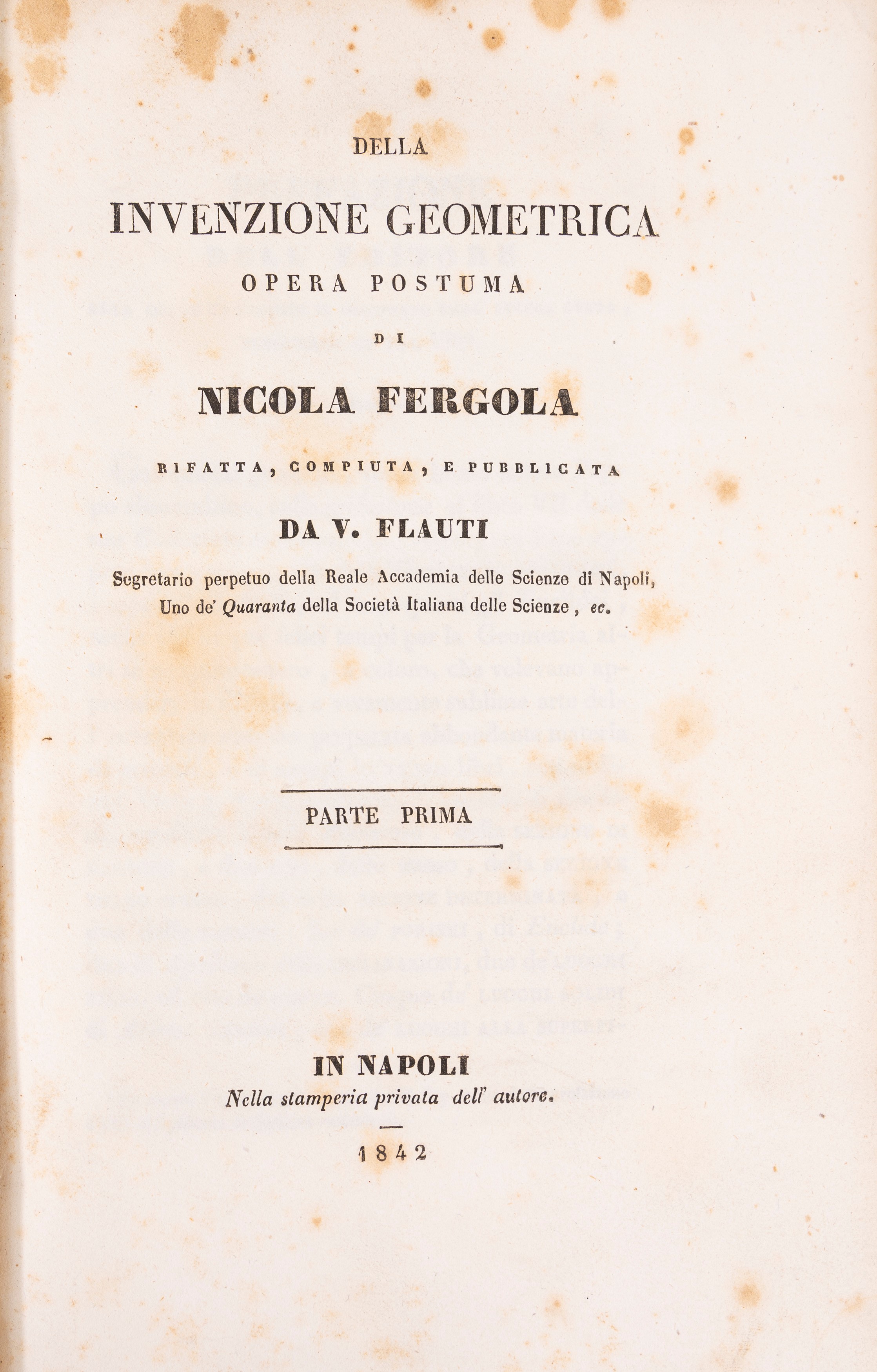 Fergola, Nicola - Della invenzione geometrica opera postuma di Nicola ...