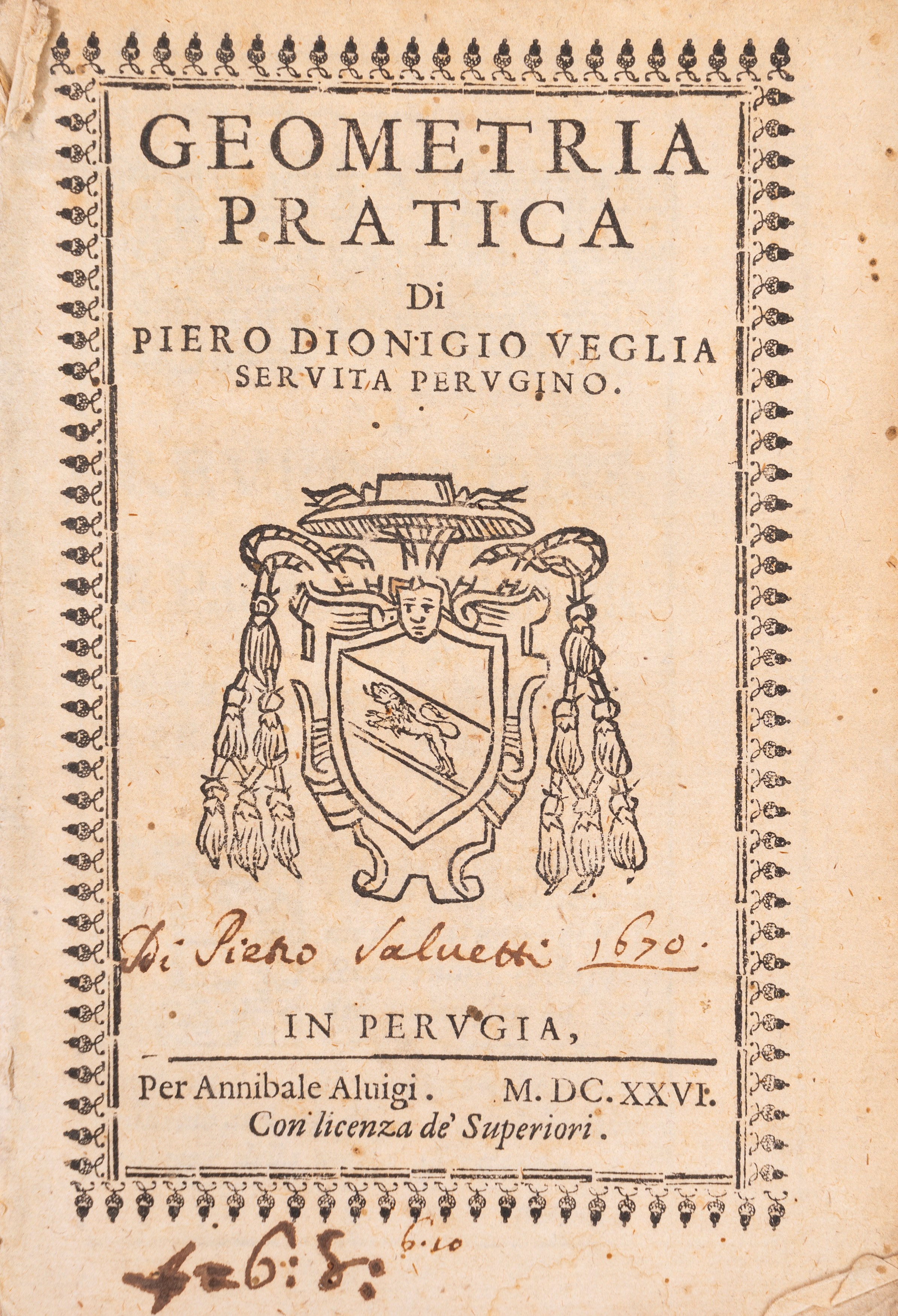 Veglia, Pietro Dionigi - Geometria pratica 1626 | Science Books: rarità ...