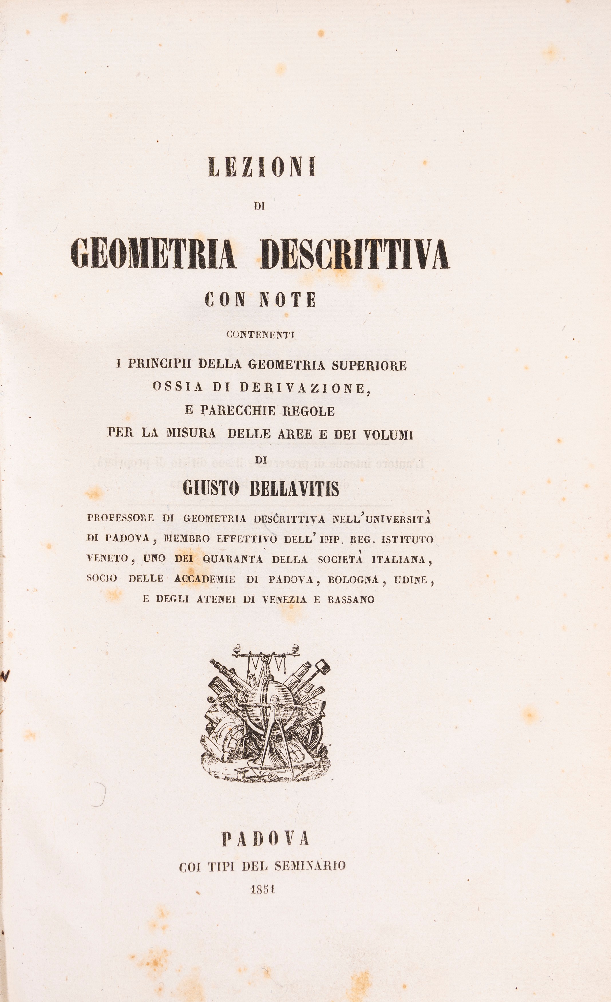 Bellavitis, Giulio - Lezioni di geometria descrittiva con note ...