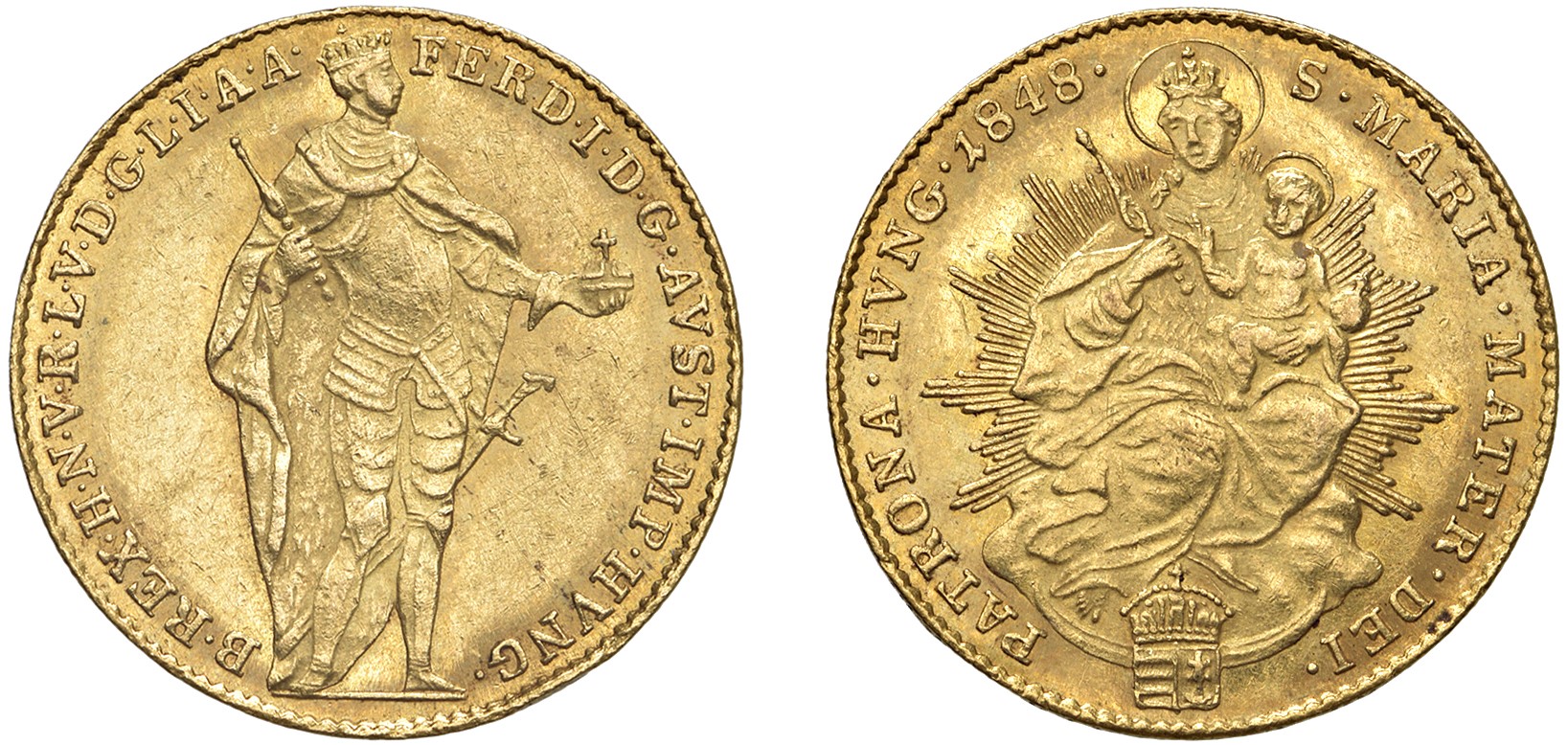 Ungheria - FERDINAND I OF HABSBURG LORRAINE (1835 - 1848) – Ducat 1848 ...