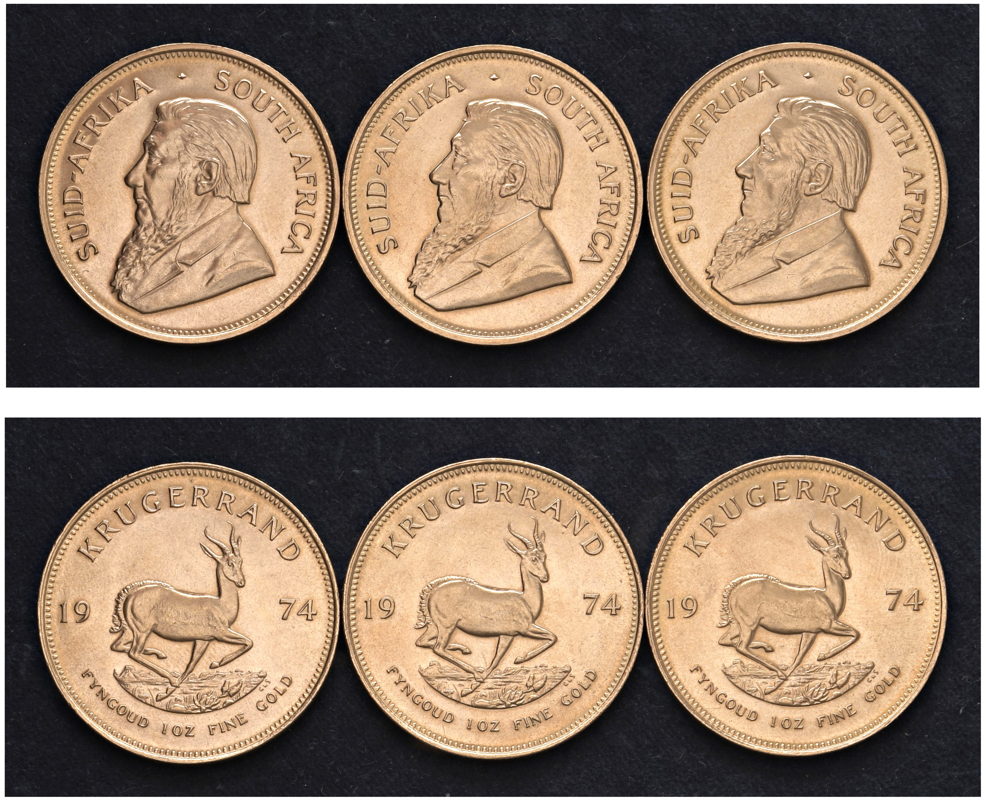 Sudafrica - Lotto di 3 Krugerrand 1974. | Gold Rush / Coins and Medals ...