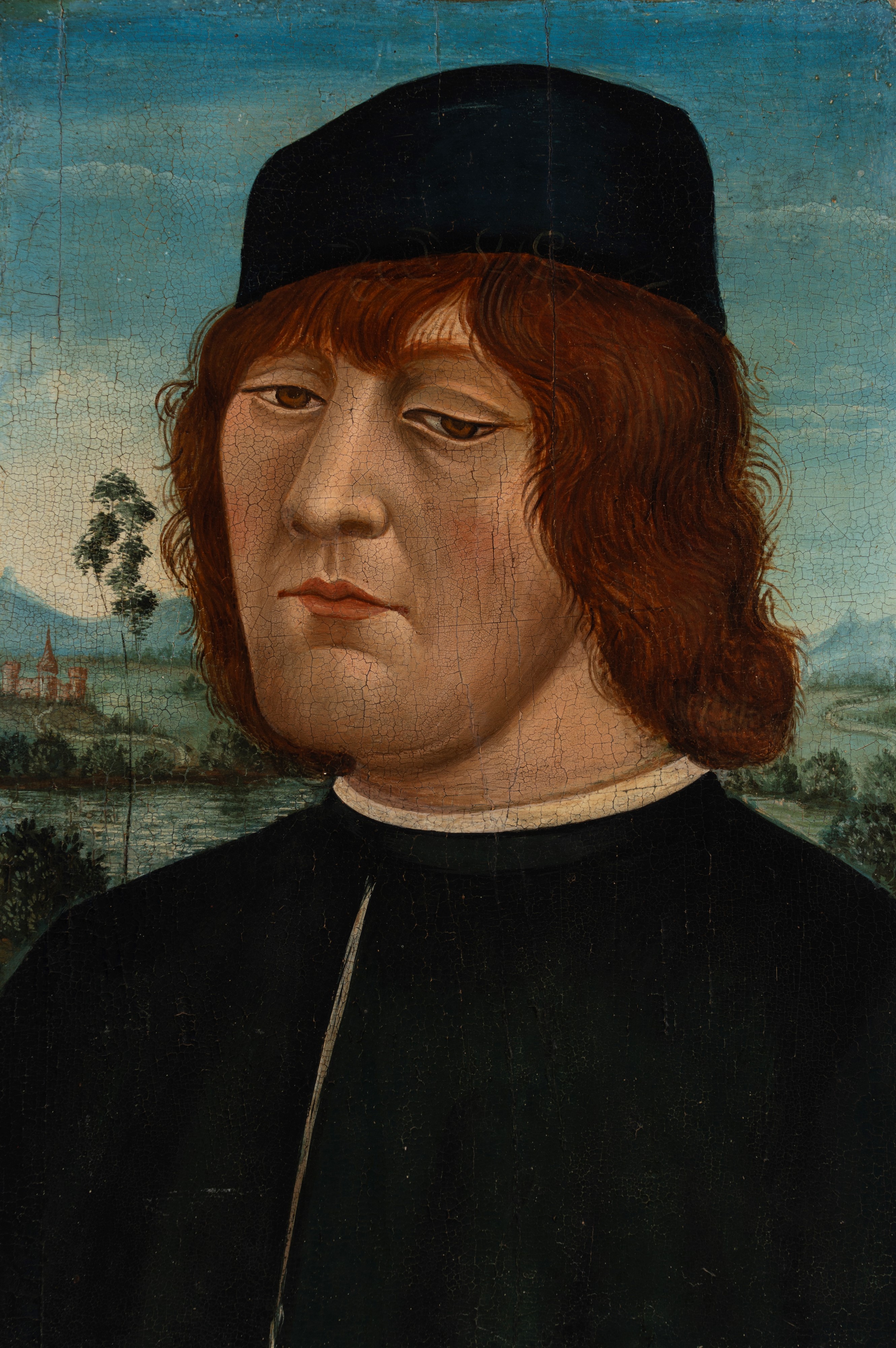 Imitatore di Giovanni Bellini - Half-length portrait of a man wearing a ...