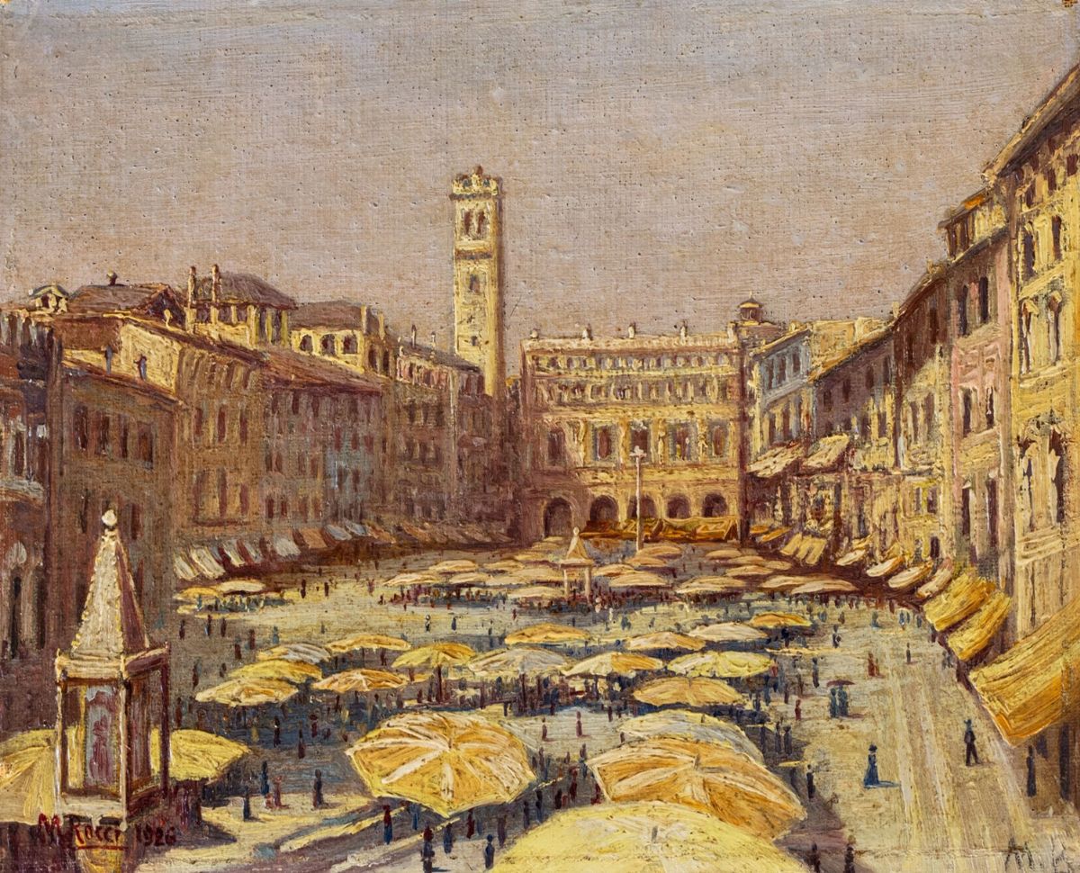Mario Rocci (Torino 1882 - 1948) - Verona, Piazza delle Erbe, 1926 ...