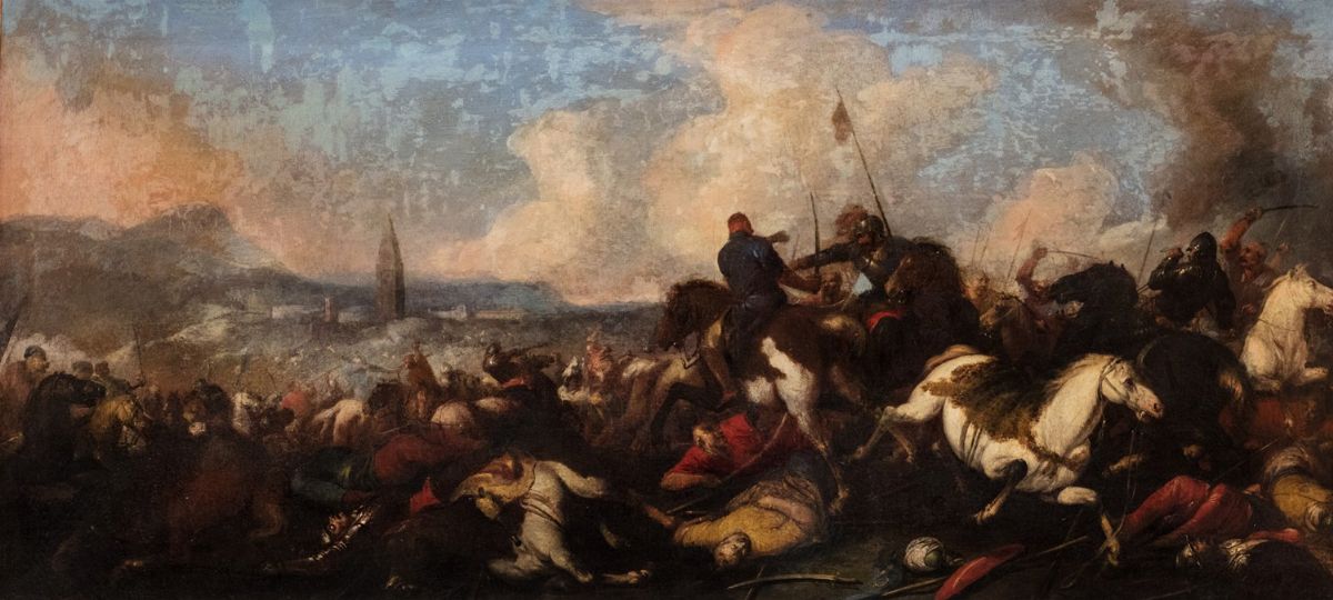 Attribuito a Jacques Courtois, detto il Borgognone - Coppia di ...