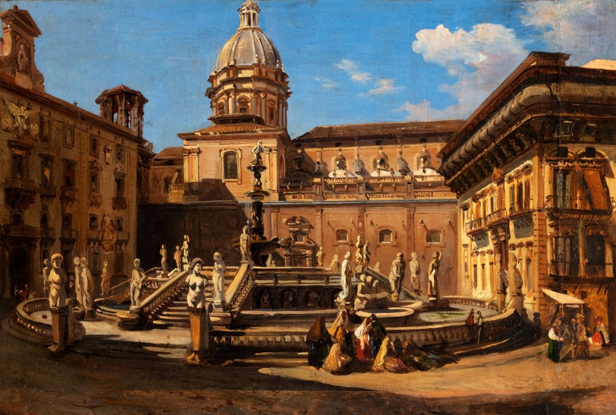 La fontana di Piazza Pretoria a Palermo | Dipinti e Disegni Antichi e ...