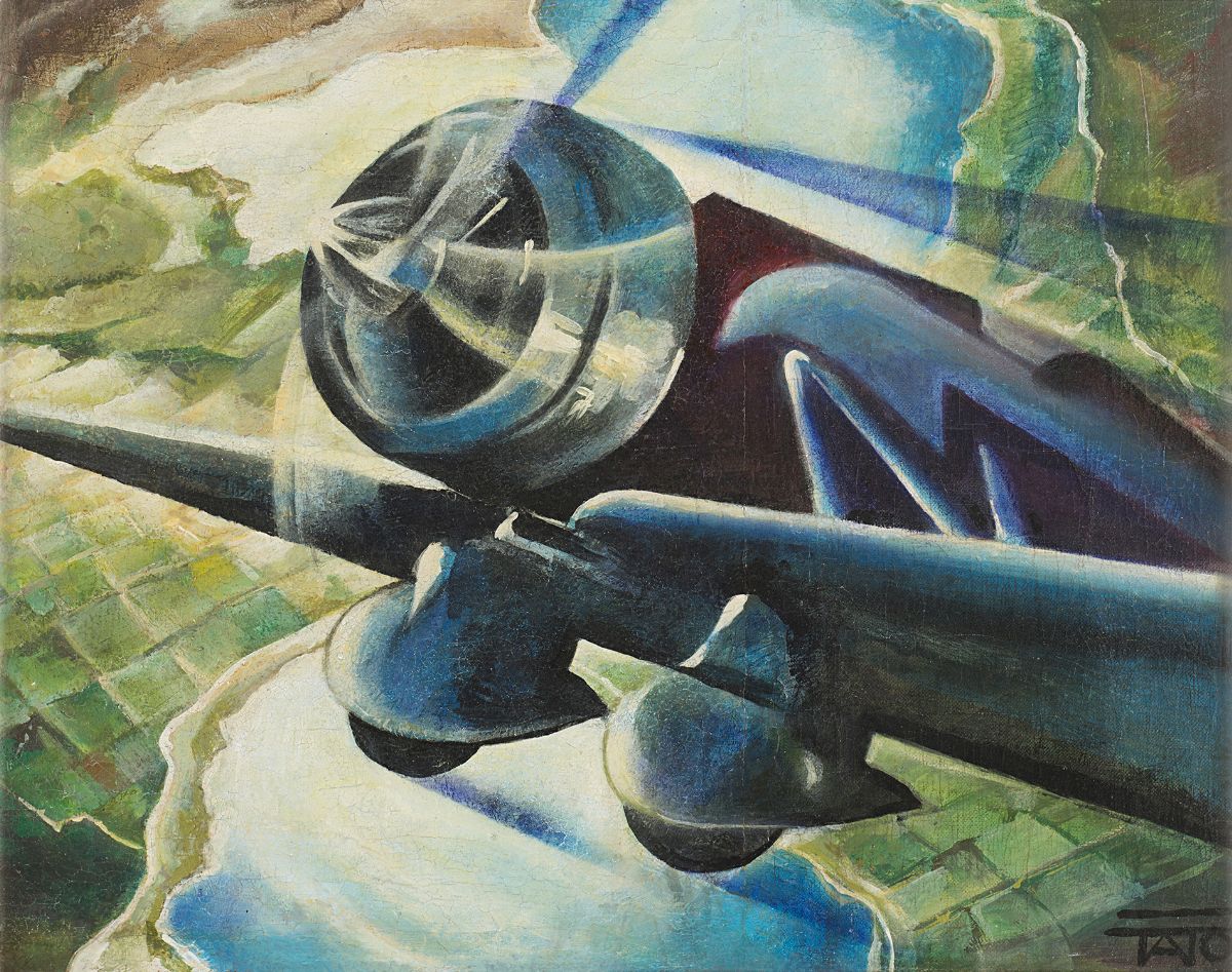Tato (Guglielmo Sansoni) - Canta motore va, 1934 ca. olio su tela ...