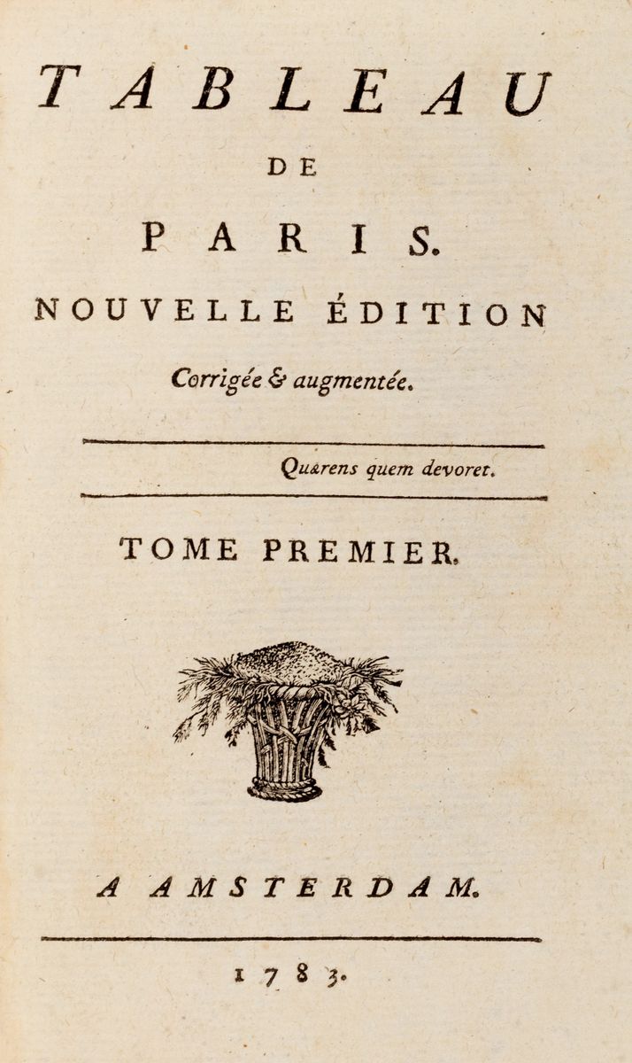 Mercier, Louis-Sébastien - Tableau de Paris 1783 | Libri, Autografi e ...