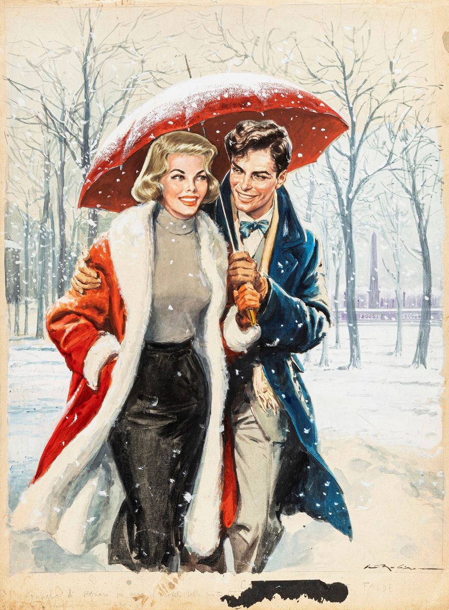 Walter Molino Nevicata Romantica 1954 Original Comic Arts 6020