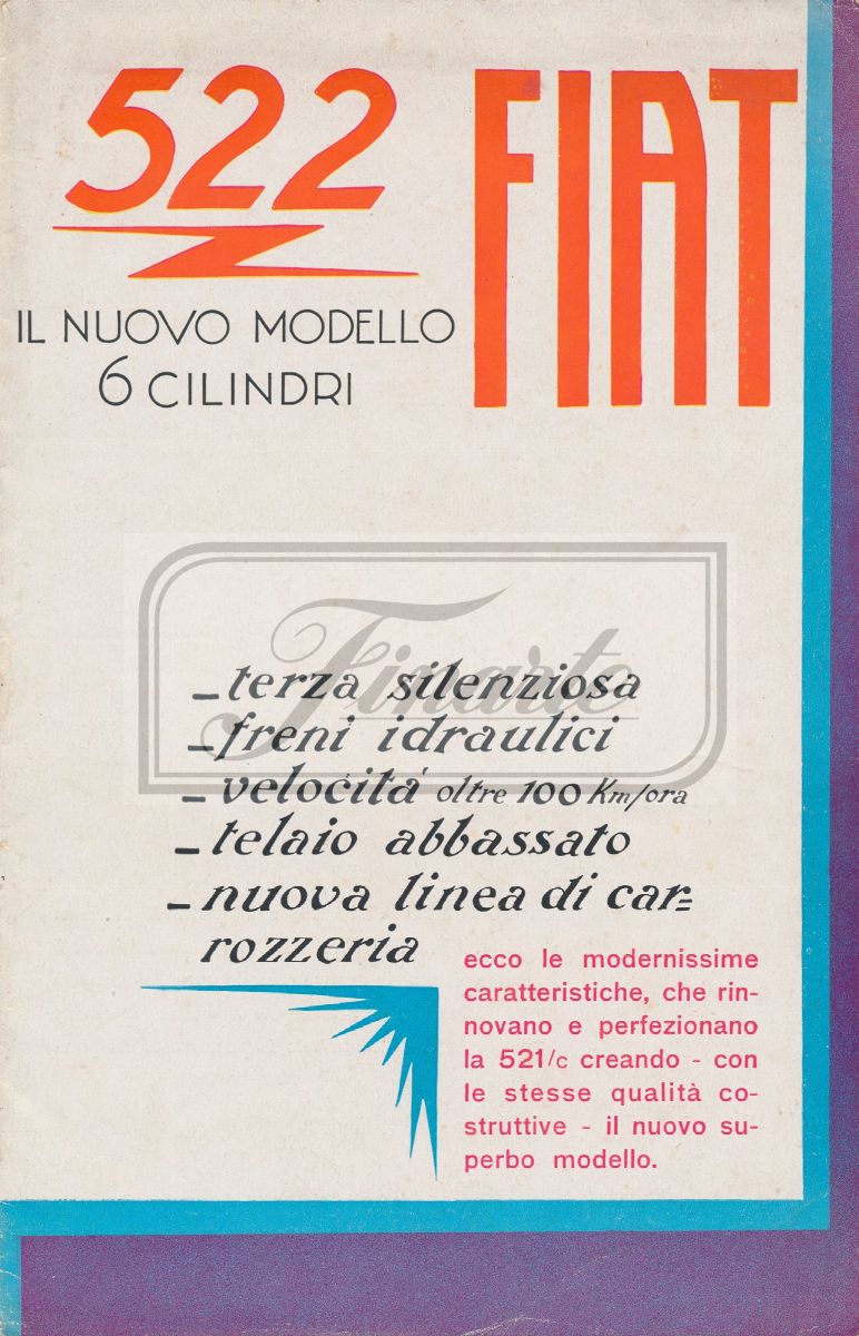 Brochure Fiat 522 the new 6 cylinders, folded poster | 1000 Finarte ...