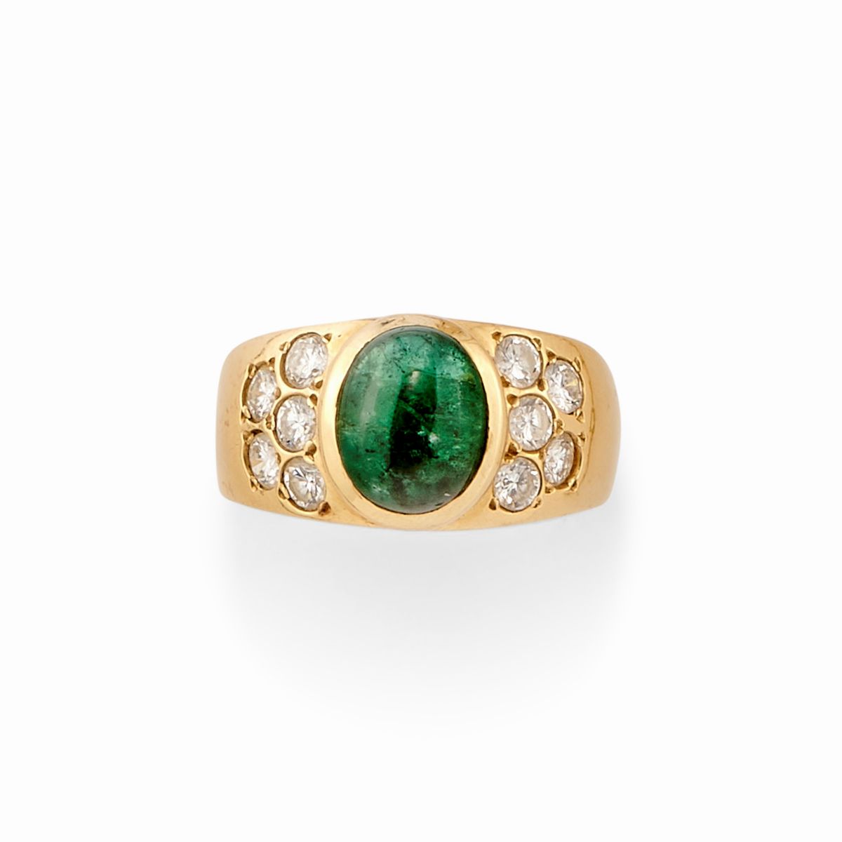 Anello in oro giallo 18k, smeraldo e diamanti | Gioielli | Finarte ...