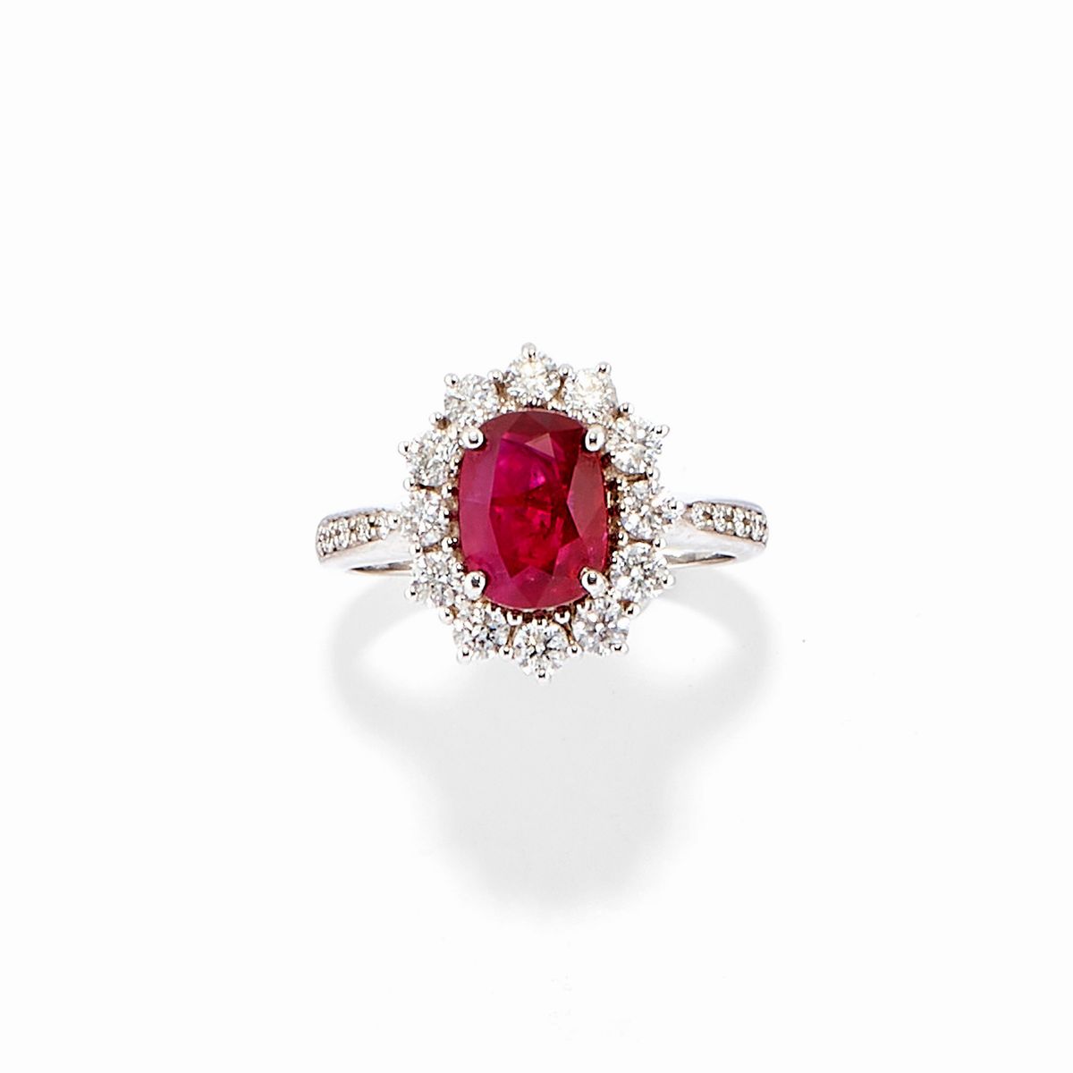 Anello in oro bianco 18k, rubino e diamanti | Gioielli | Finarte, casa ...