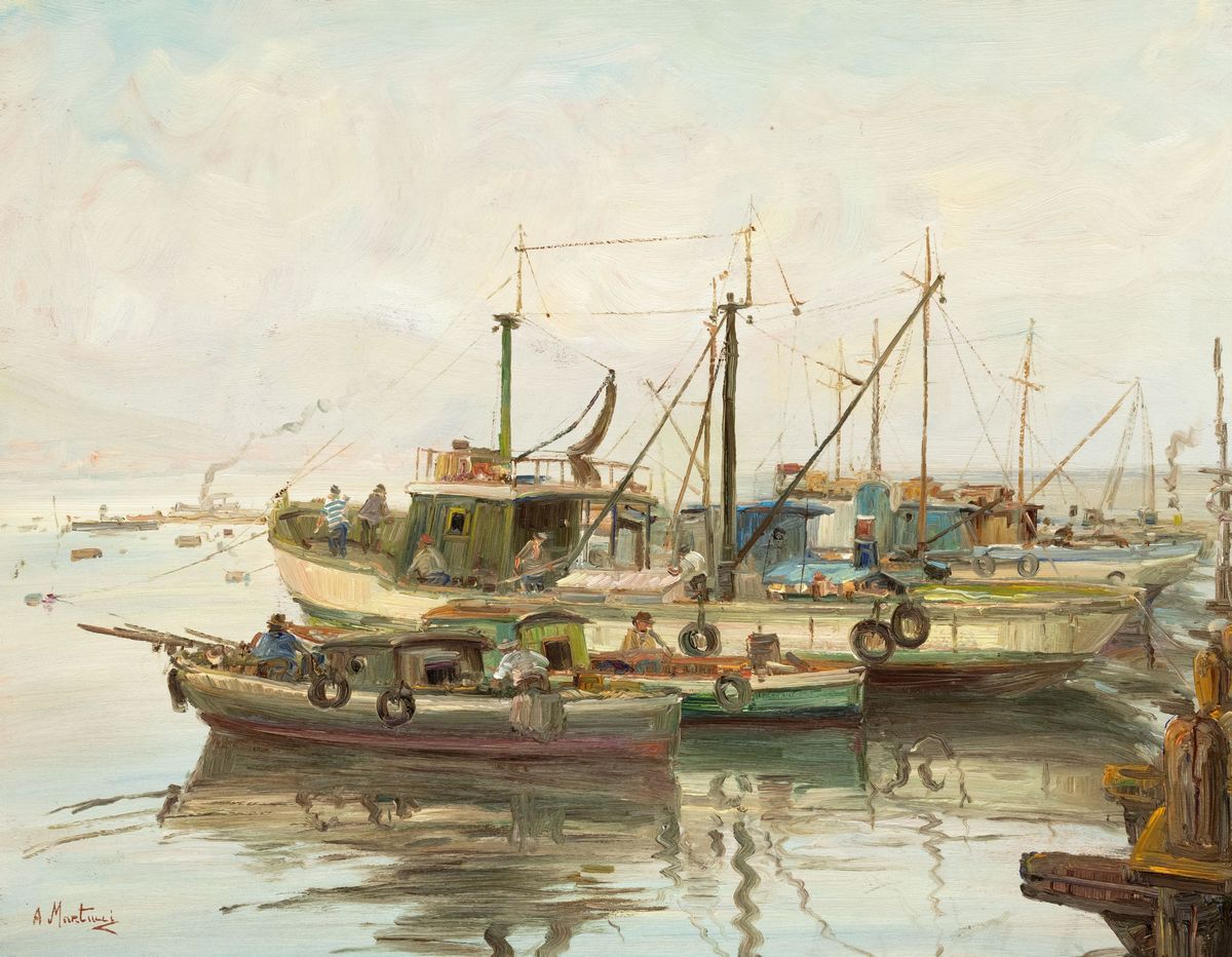 Antonio Martucci - Fishing boats in the gulf of Naples | 19th and 20th ...