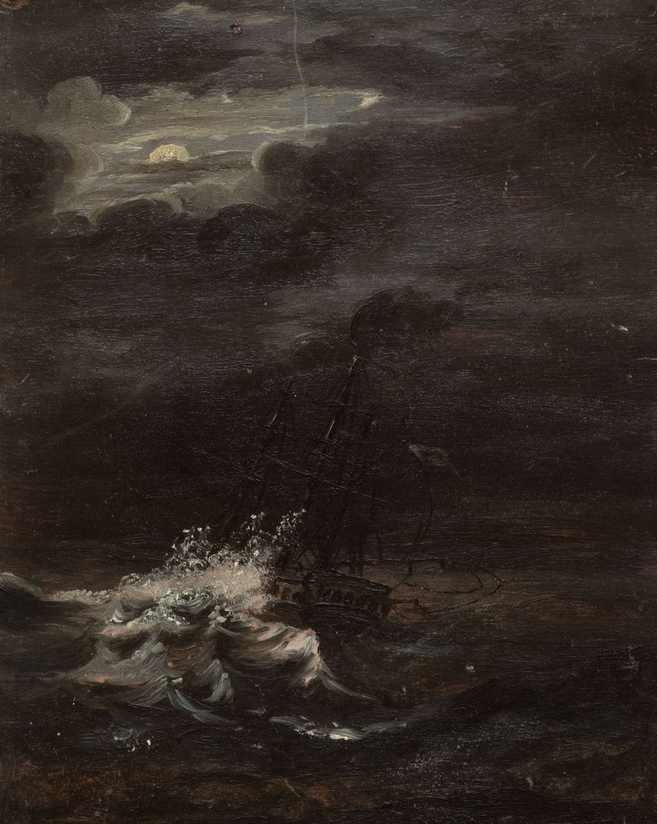 Salvatore Fergola - Night with sailing ship | 19th and 20th Century ...