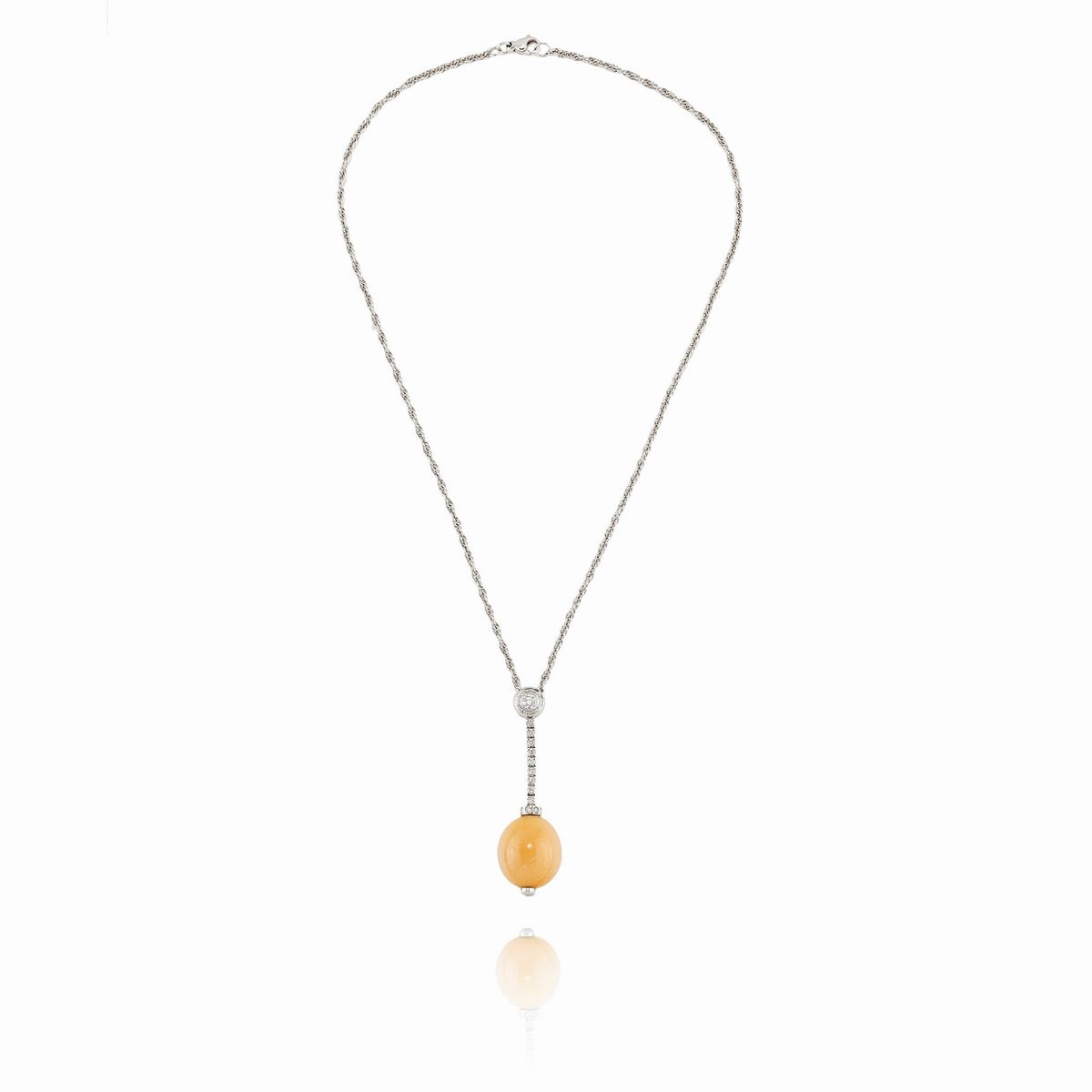 Collana in oro bianco 18K, perla naturale melo e diamanti | Gioielli ...