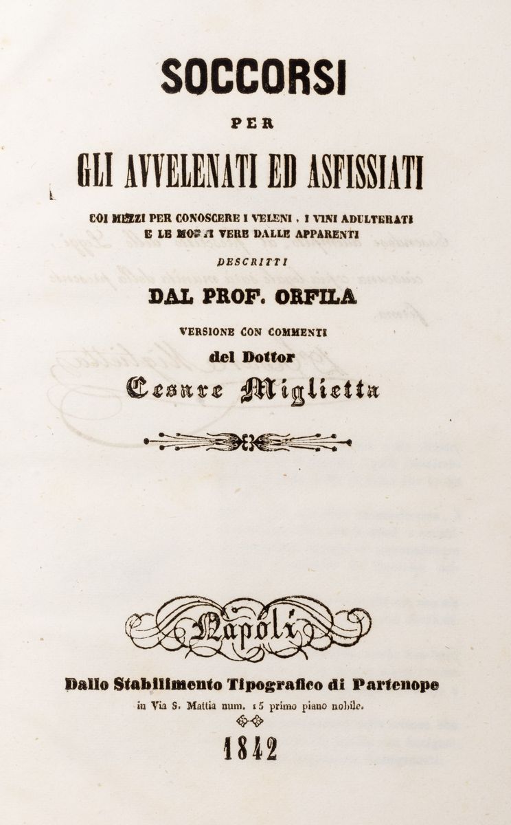 Medicina - Orfila, Mathieu Jose Bonaventure - Aid for the poisoned and ...