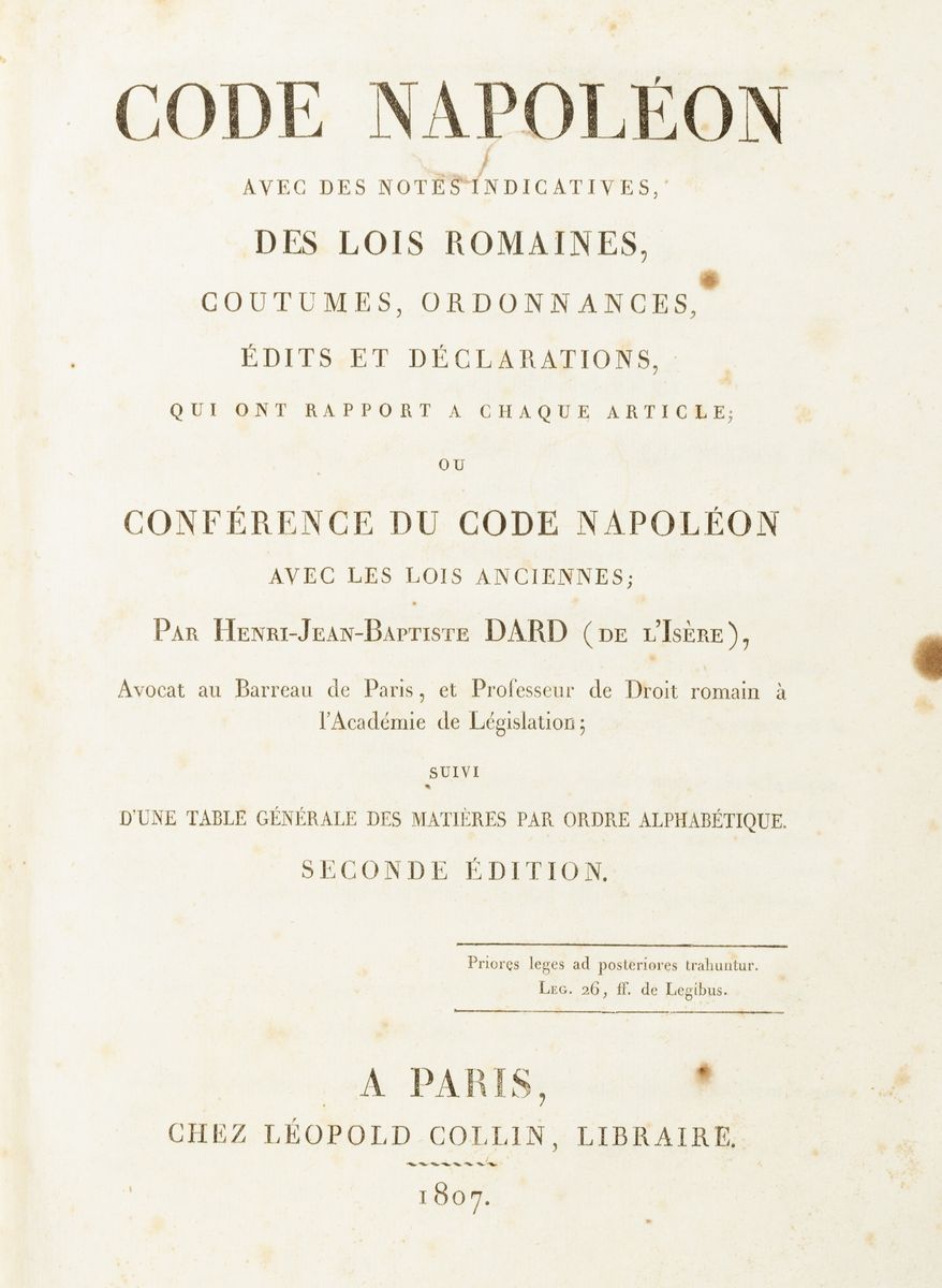 Giuridca - Dard, Henri Jean-Baptiste - Code Napoleon. Avec des notes ...