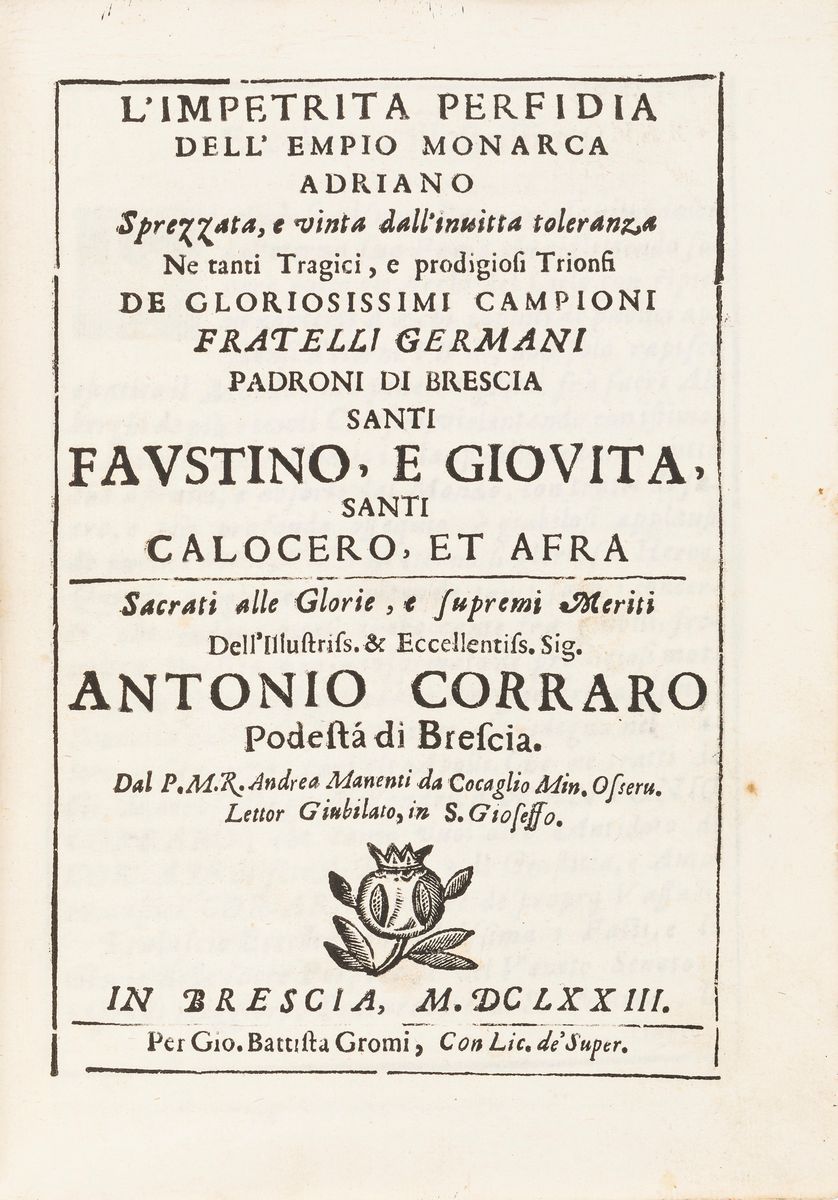 Brescia - Manente, Andrea - L’impetrita perfidia dell’empio monarca ...