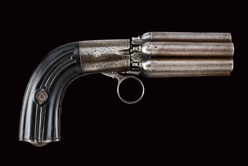 A fine six-shot percussion pepperbox revolver by Mariette | Rare and ...