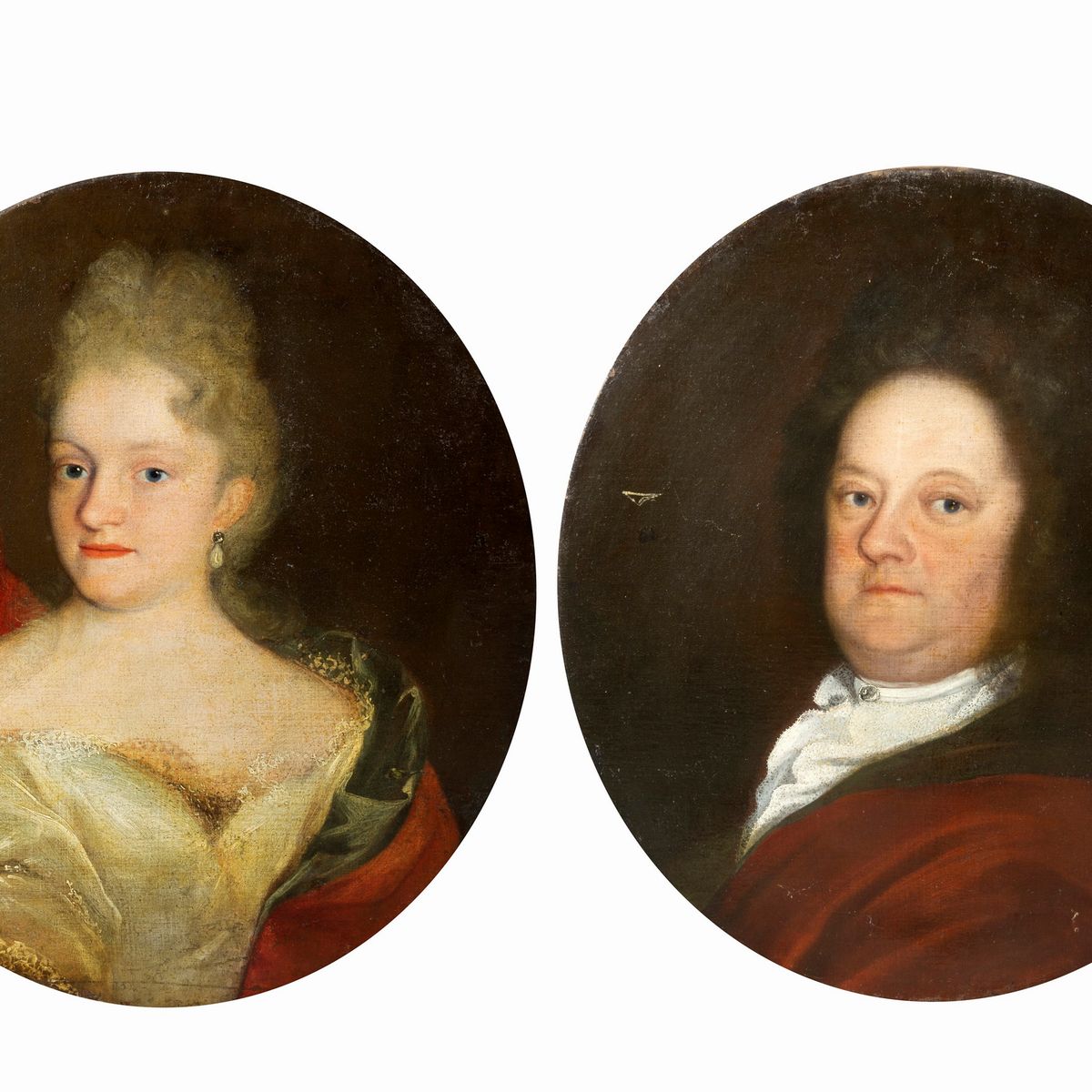 Scuola austriaca, secolo XVIII - Ritratto di nobildonna; e Ritratto di ...