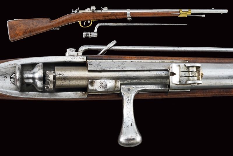 An 1867 model Carcano needlefire carbine for "Carabinieri" with bayonet ...