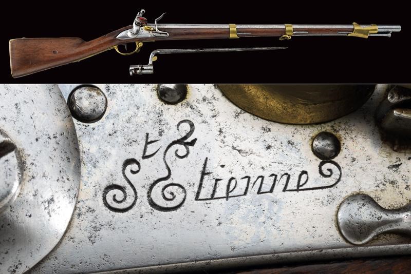 A flintlock musket for the Royal Navy troopers with bayonet first ...