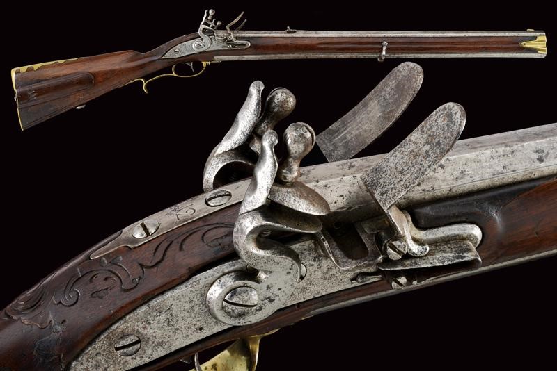 A rare 1768 model flintlock "Doppelstutzen" Third quarter of the 18th ...