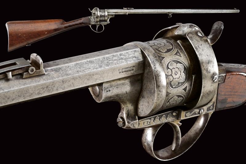 A Lefaucheux pin-fire revolving rifle about 1870 | Rare and Fine ...