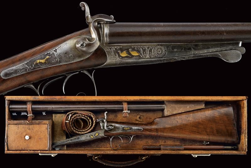 A fine cased double-barreled pin-fire gun about 1870 | Rare and Fine ...
