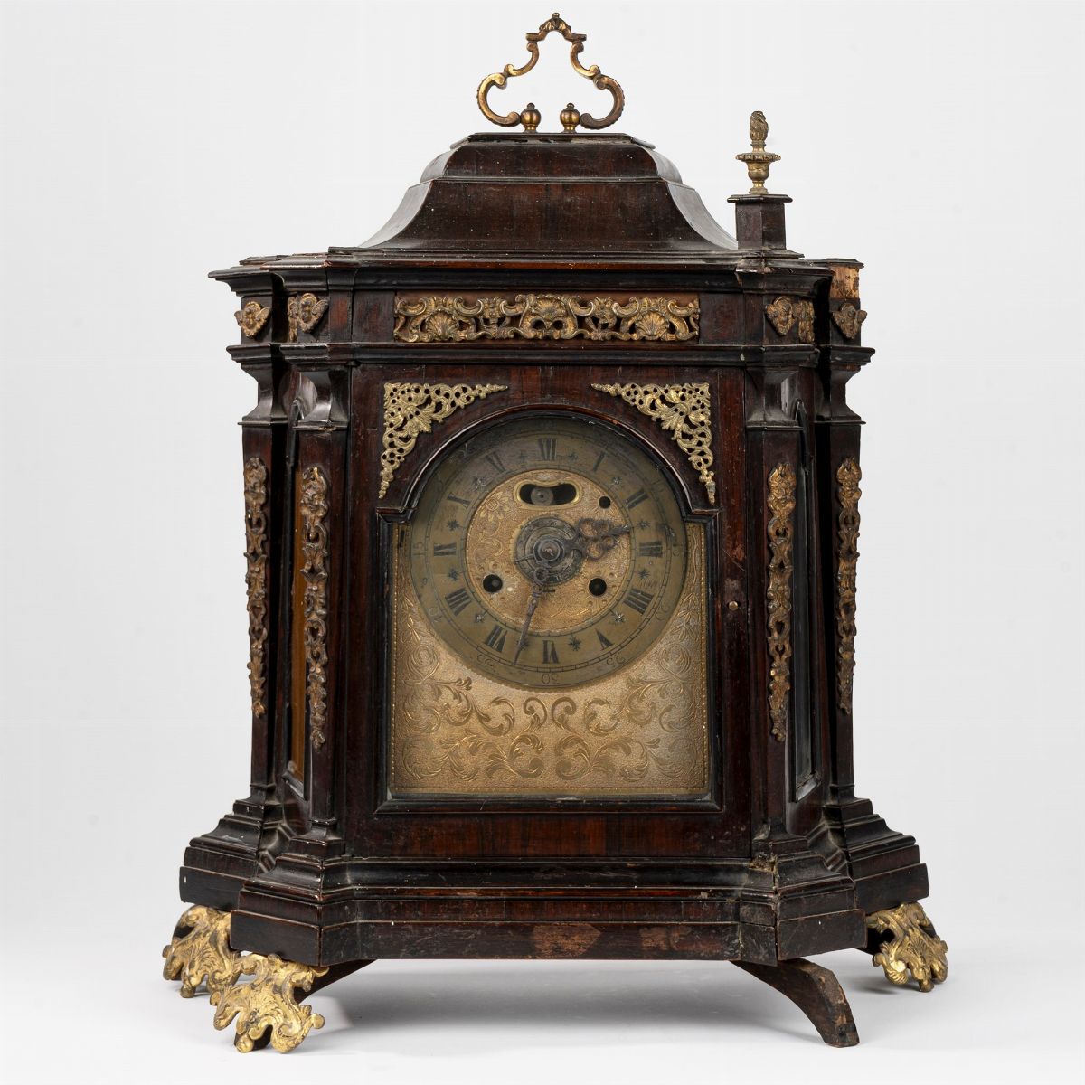 Roman Louis XIV clock in ebonized wood and gilded bronze applications ...