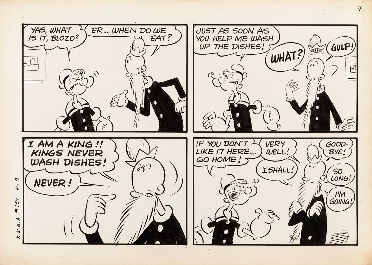Bud Sagendorf - Popeye - House Boat 1957 | Original Comic Arts ...
