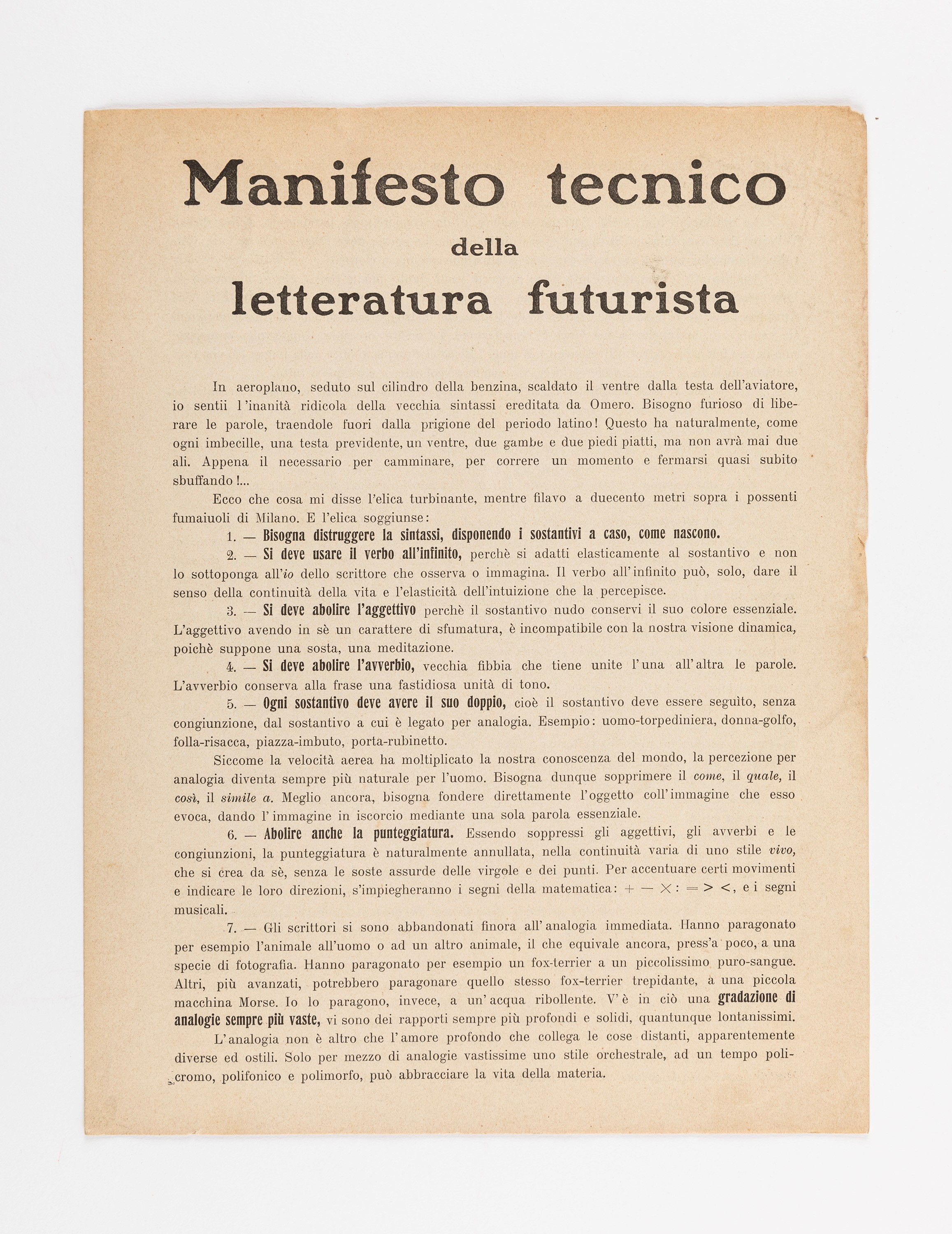 Filippo Tommaso Marinetti - Manifesto Tecnico della Letteratura Futurista 1912 | Contemporary ...